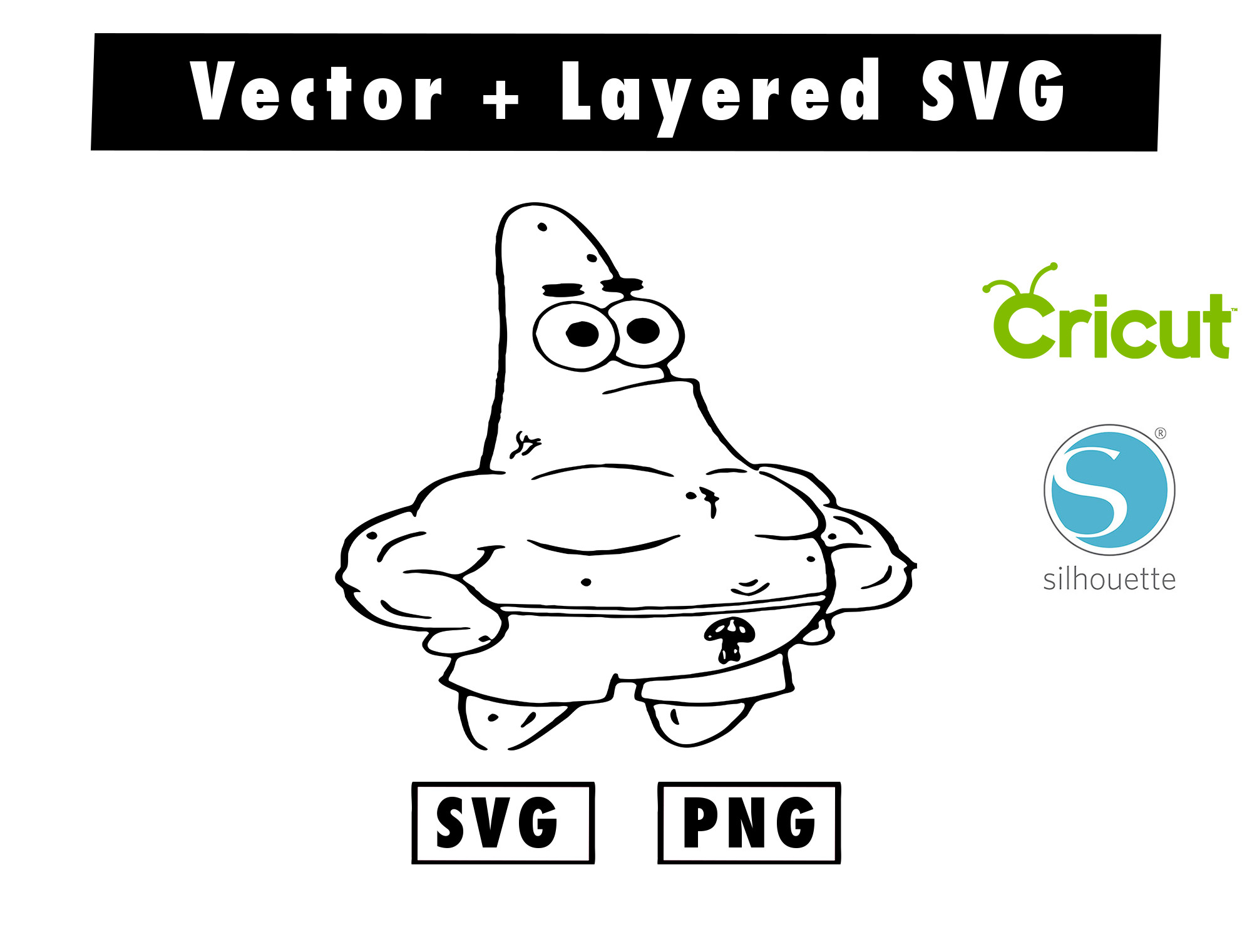 cartoon patrick star (spongebob squarepants) svg, png files | Inspire ...