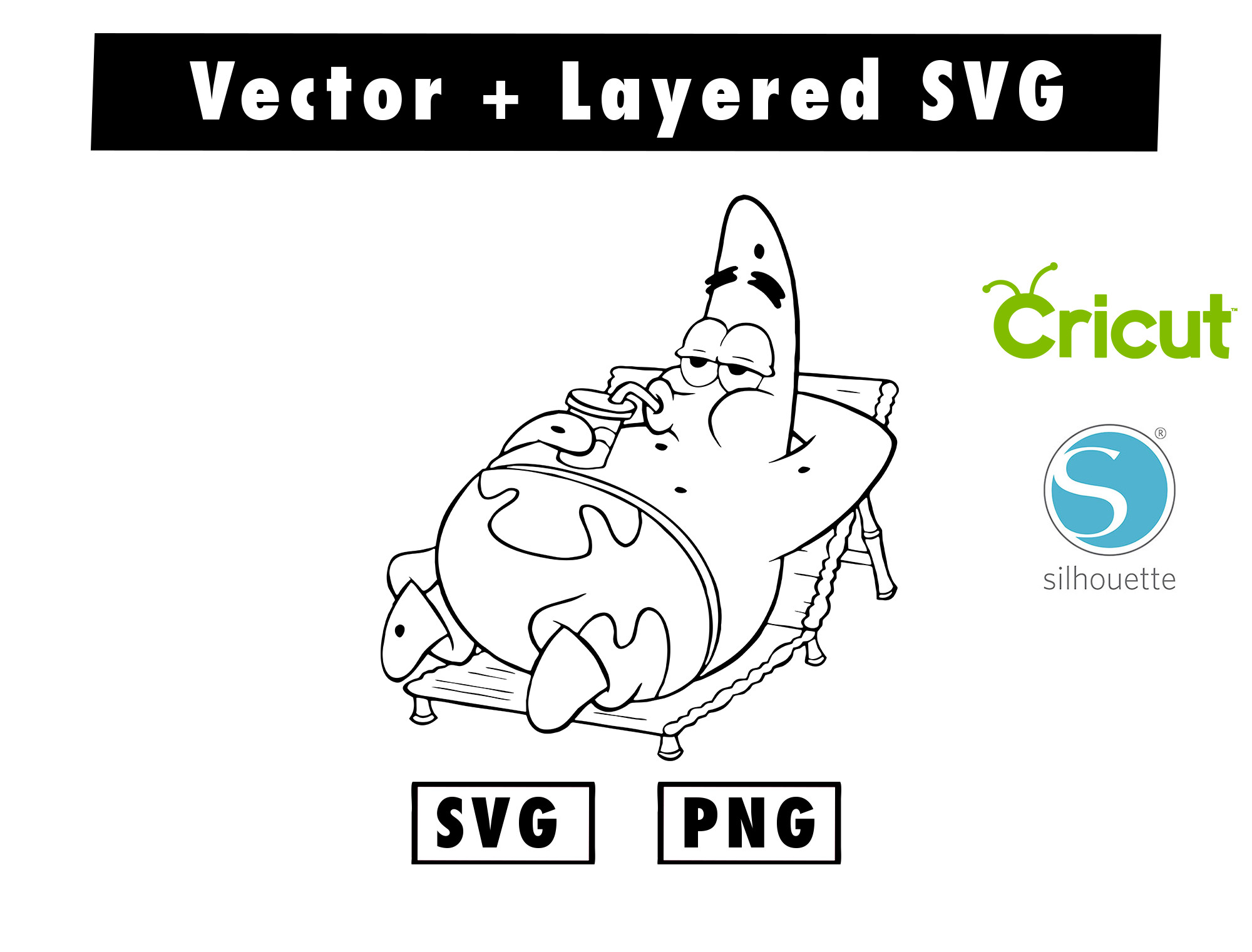 cartoon patrick star (spongebob squarepants) svg, png files | Inspire ...
