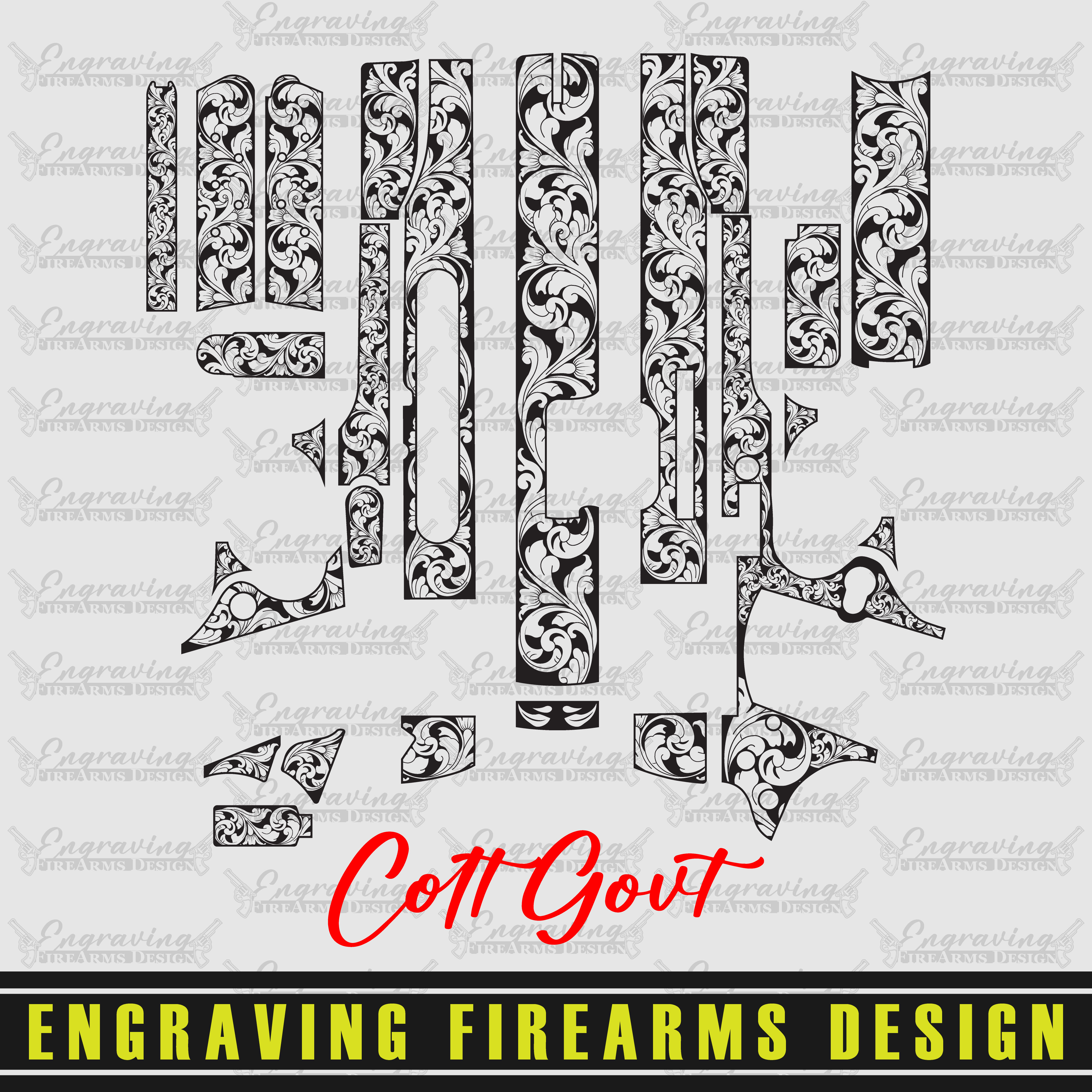 Engraving Firearms Design Colt Govt Model Scroll Design | Inspire Uplift