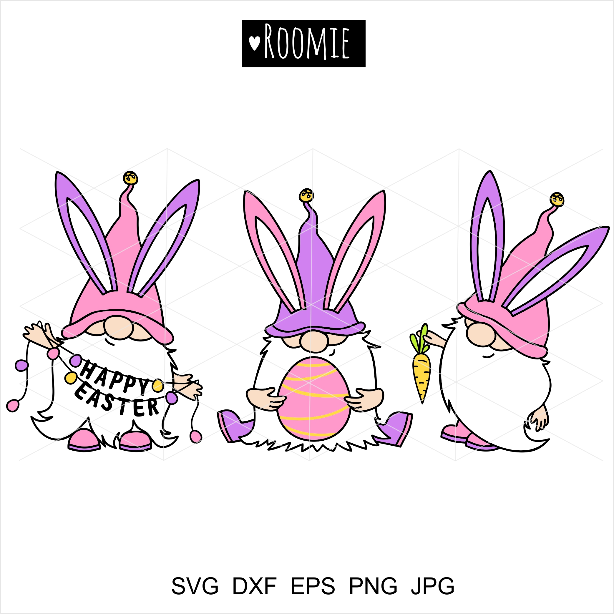Easter Gnomes Bunny Svg, Pink Happy Easter Clipart, Easter S | Inspire ...