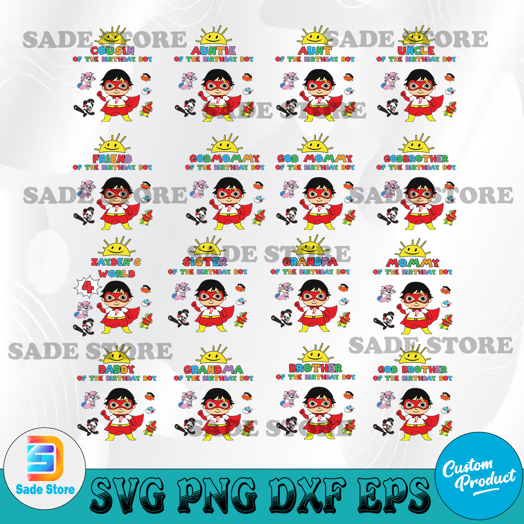 Family Of Birthday Boy with Ryan's world Svg, Ryan's world - Inspire Uplift