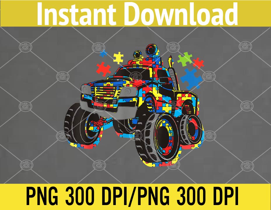 Monster Truck With Autism Puzzle Background Love Acceptance | Inspire ...