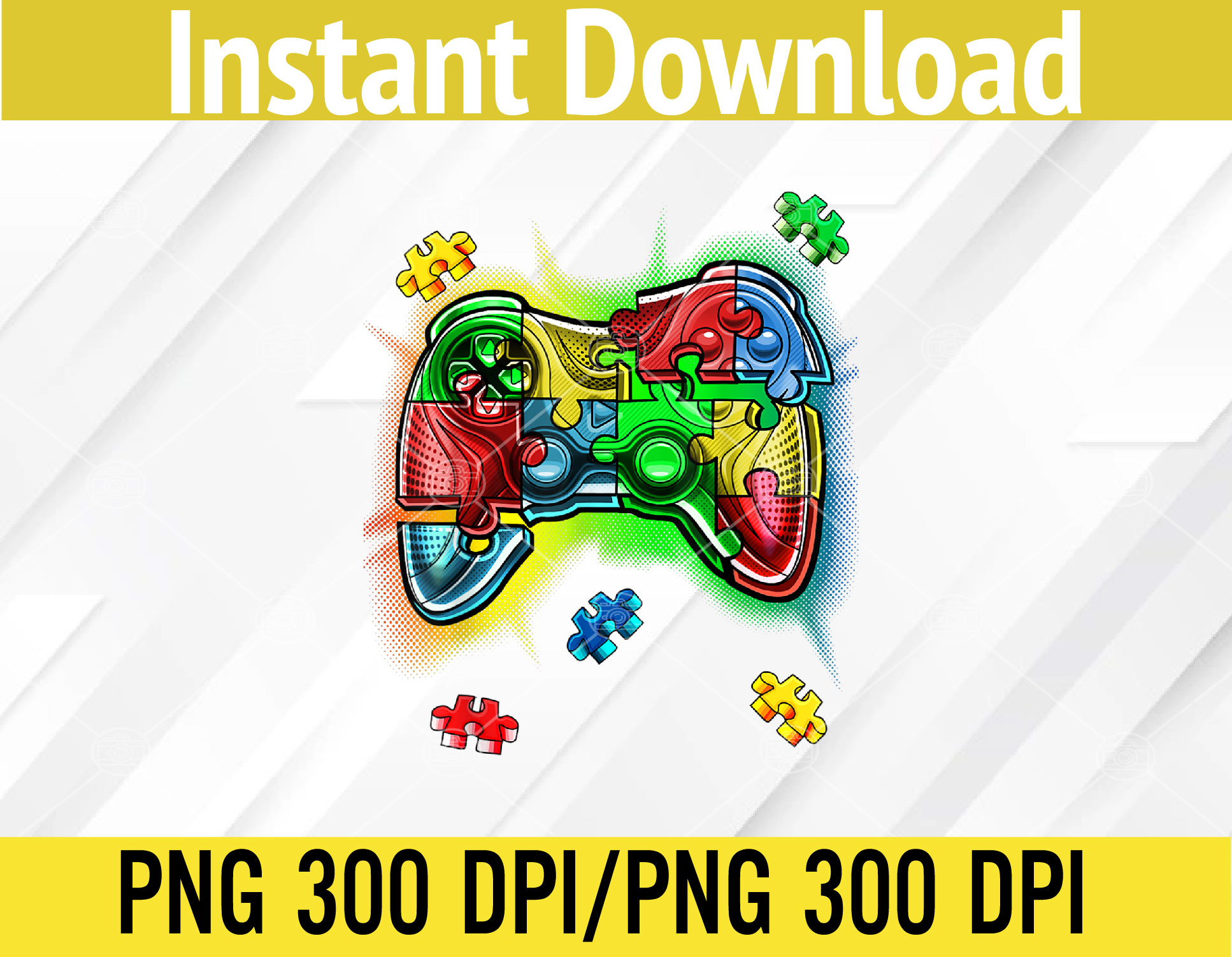 Autism Awareness Video Game Controller Puzzle Piece Boys PNG | Inspire ...