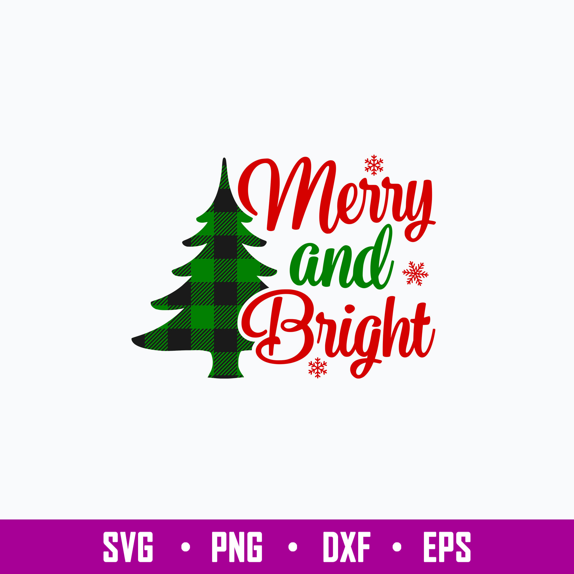 Merry And Bright Svg, Christmas Tree Svg, Png Dxf Eps File | Inspire Uplift