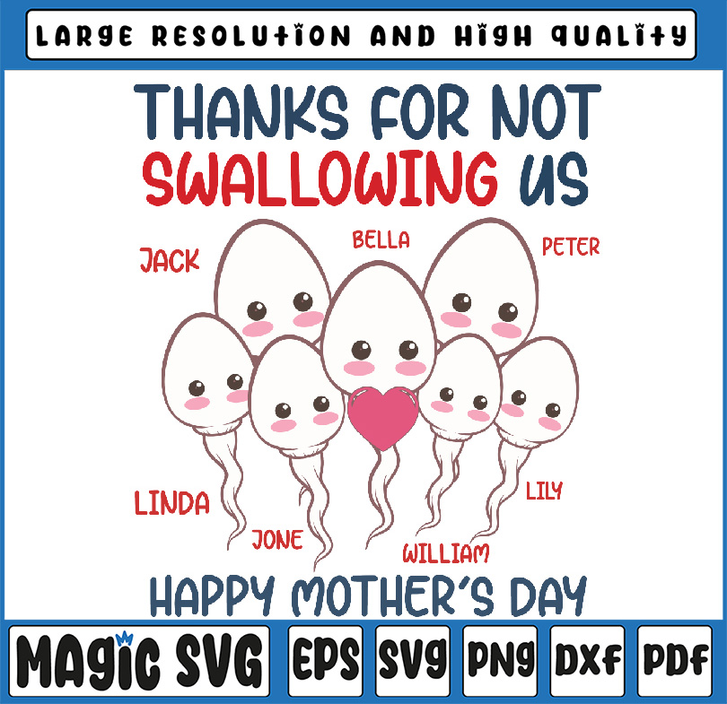 Funny Mother's Day Svg, Thanks For Not Swallowing Us Svg, Ru | Inspire ...