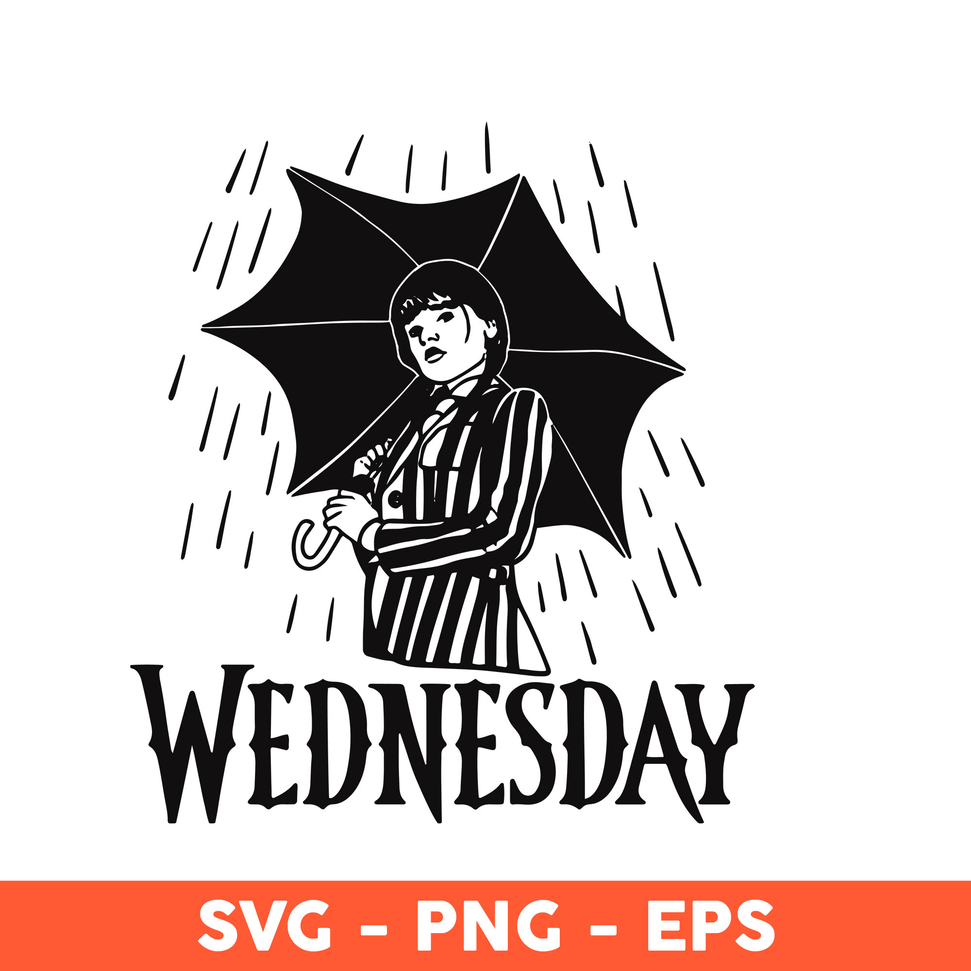 Wednesday Addams With Umbrella, Jenna Ortega, SVG, PNG, JPG, | Inspire ...