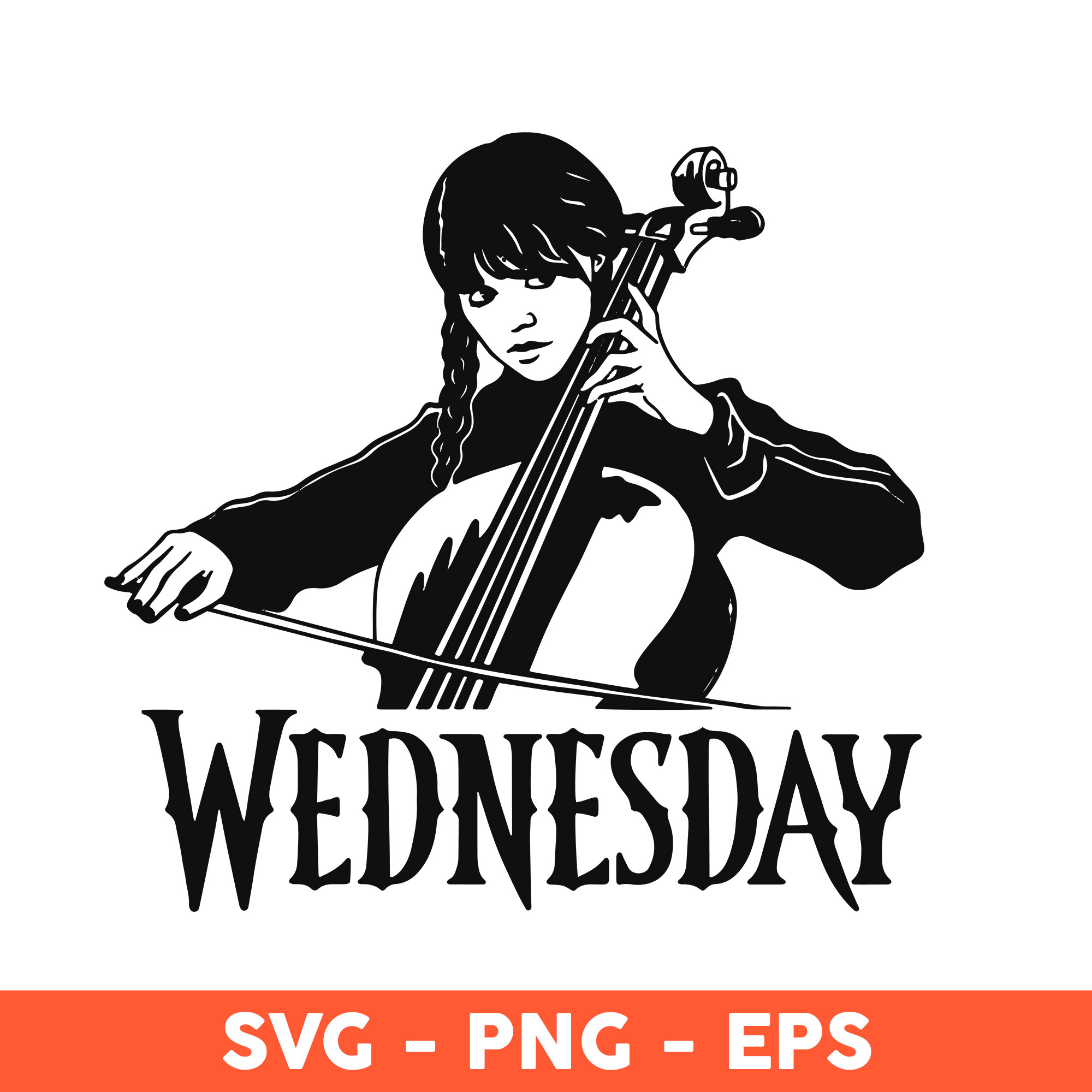 Wednesday With Cello Svg, Wednesday Addams Svg, Wednesday TV | Inspire ...