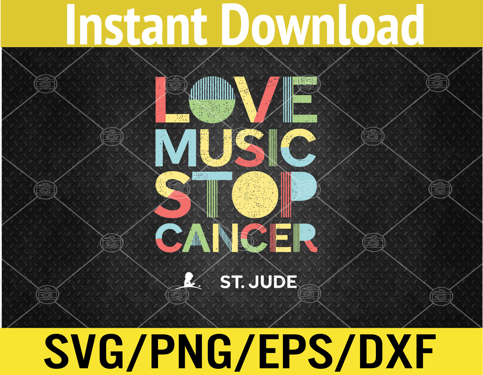 Love Music Stop Cancer St Jude Music Svg, Eps, Png, Dxf, Dig | Inspire ...