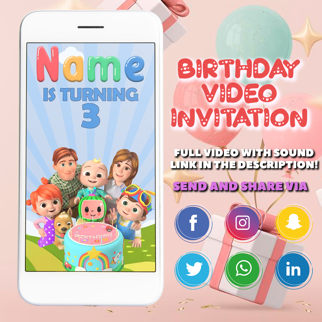 Coco melon Invitation, Coco melon Birthday, Coco melon Brith | Inspire ...