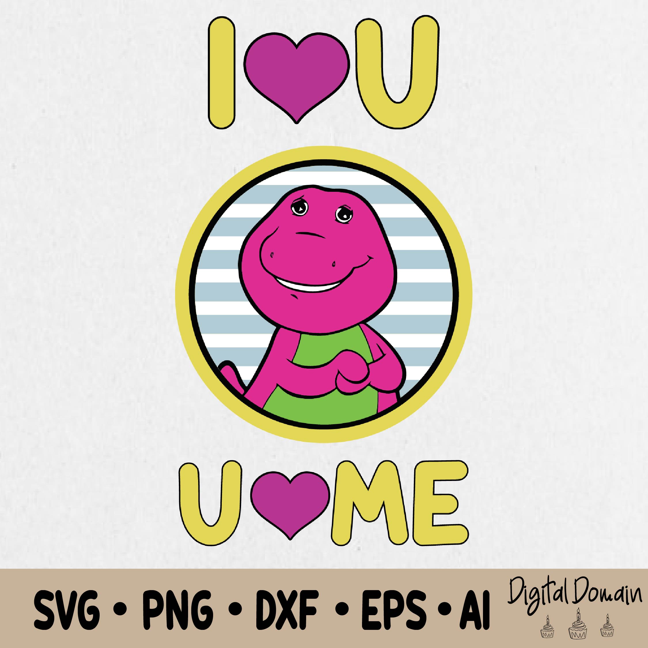 I Love You Svg, Barney Svg, Digital Download - Inspire Uplift