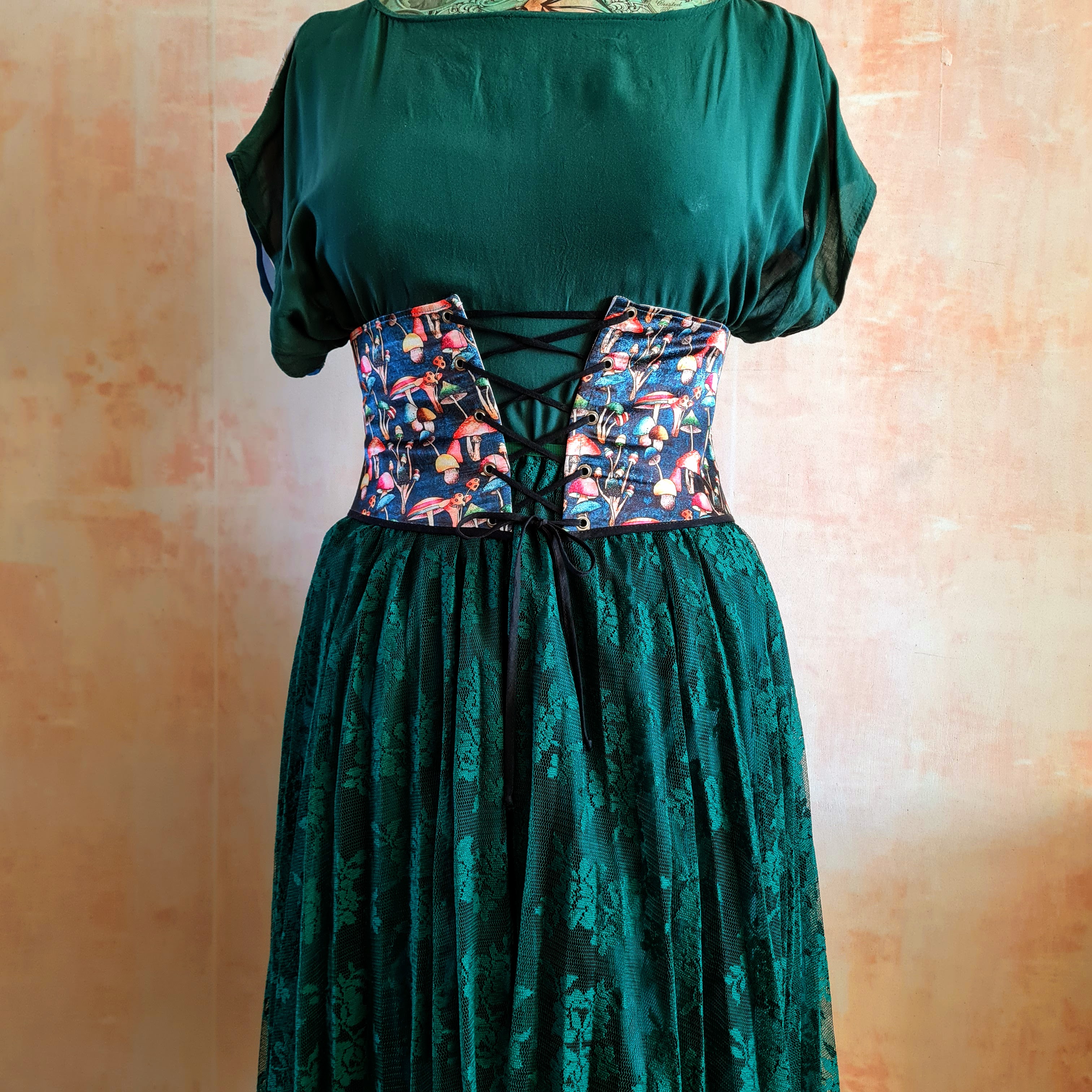 Underbust corset/ Silk corset belt plus size/ Mushroomcore/ | Inspire ...