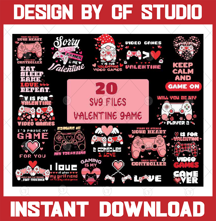 20 Svg File Valentine Game Bundle, Gamer Valentine Svg Bundl - Inspire ...