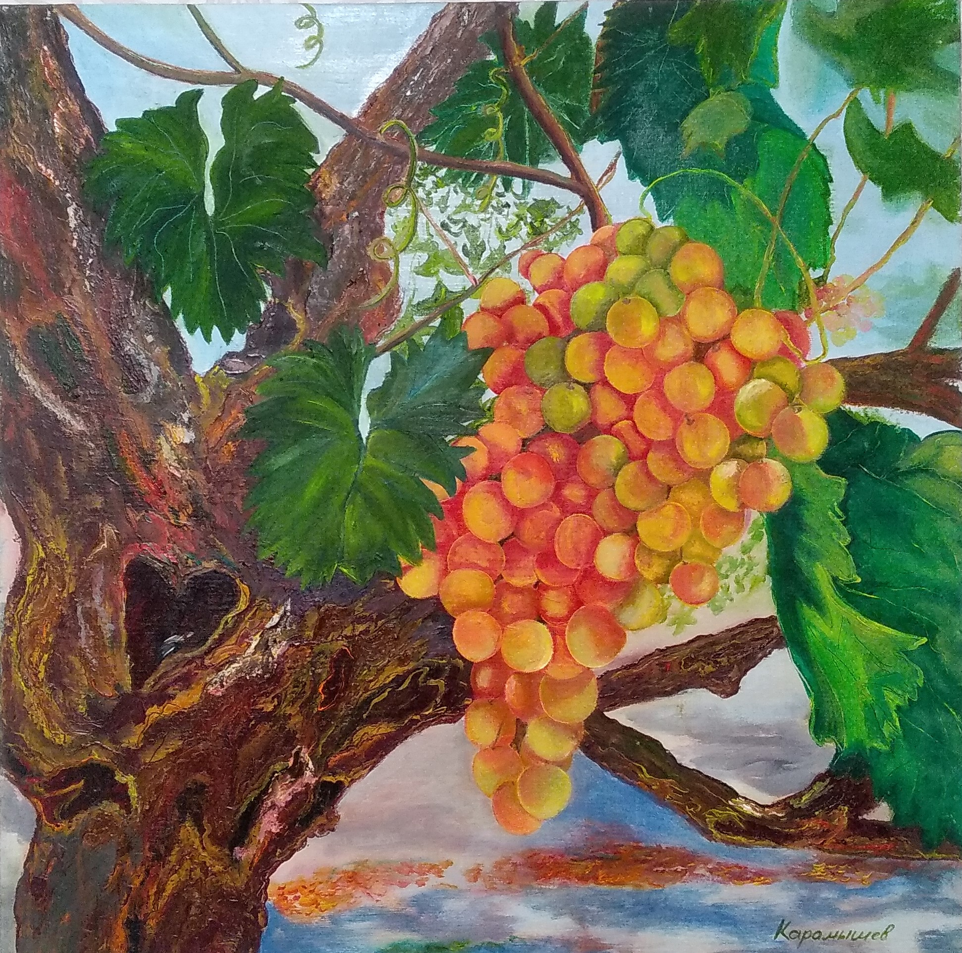 Yellow grapes art original oil painting 19*19 inch grapes oi | Inspire ...