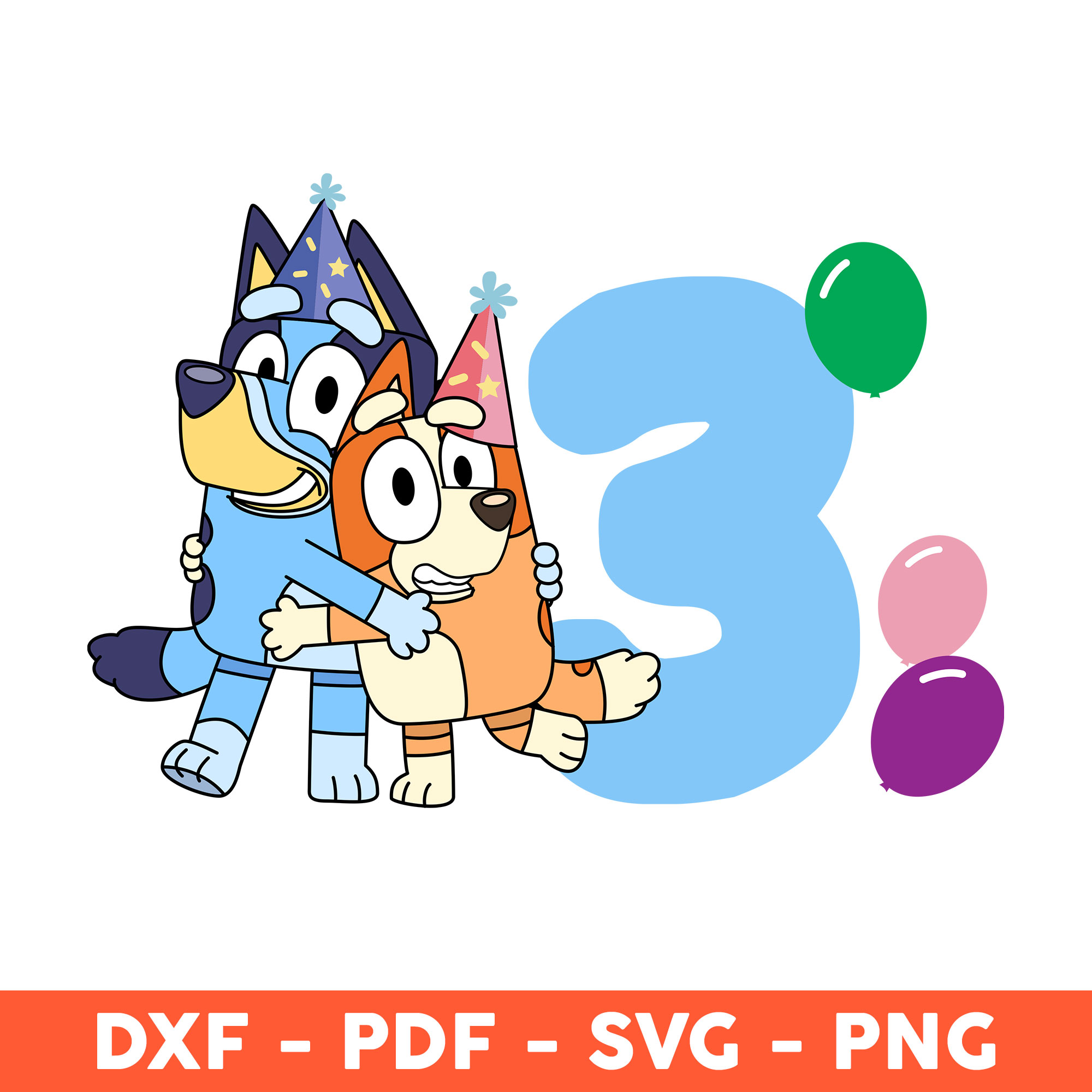 Bluey And Bingo Hug Happy Birthday Three, Of The Birthday Sv | Inspire ...
