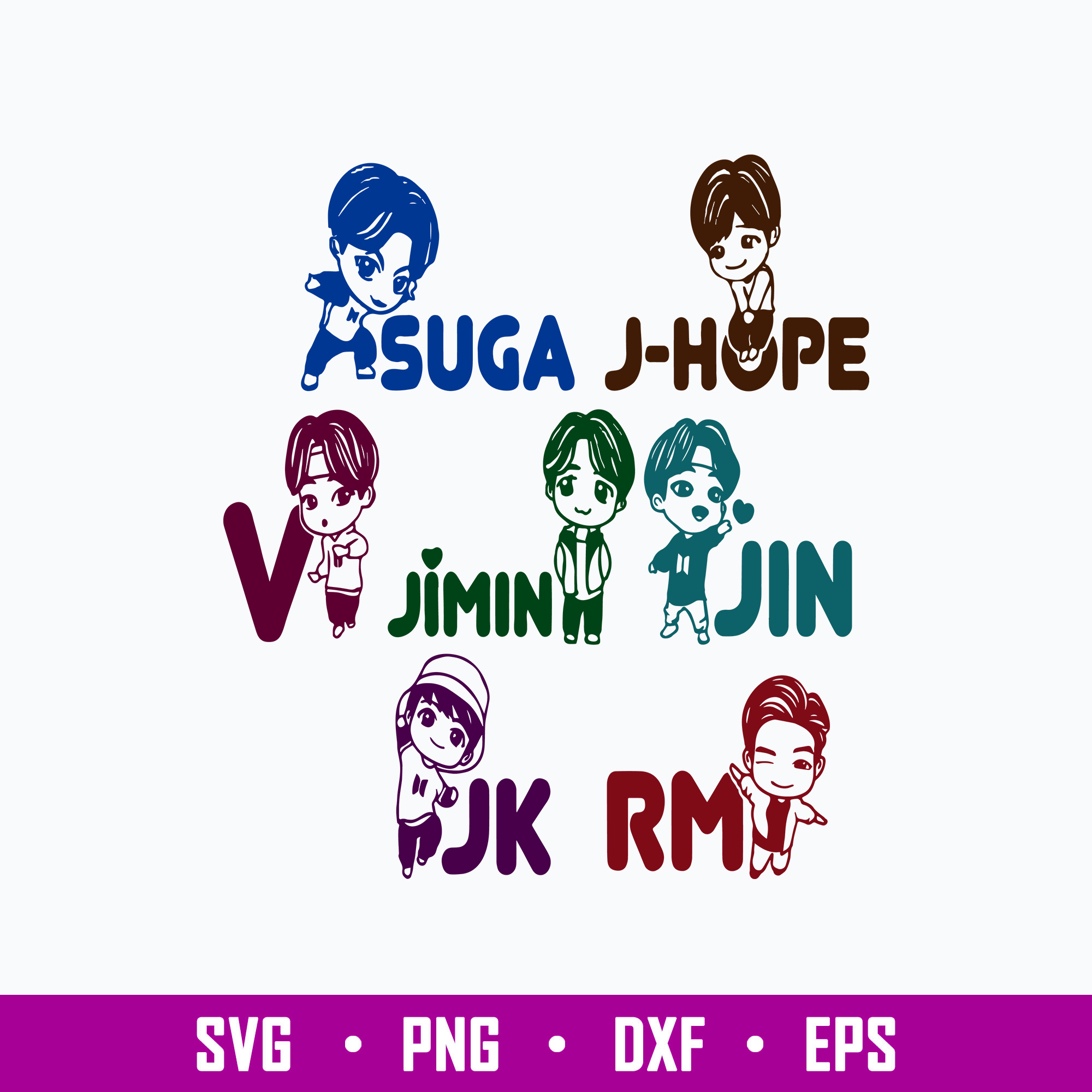 Adorable 7 Different TinyTan BTS Svg, Kpop Star Svg, Adorabl | Inspire ...
