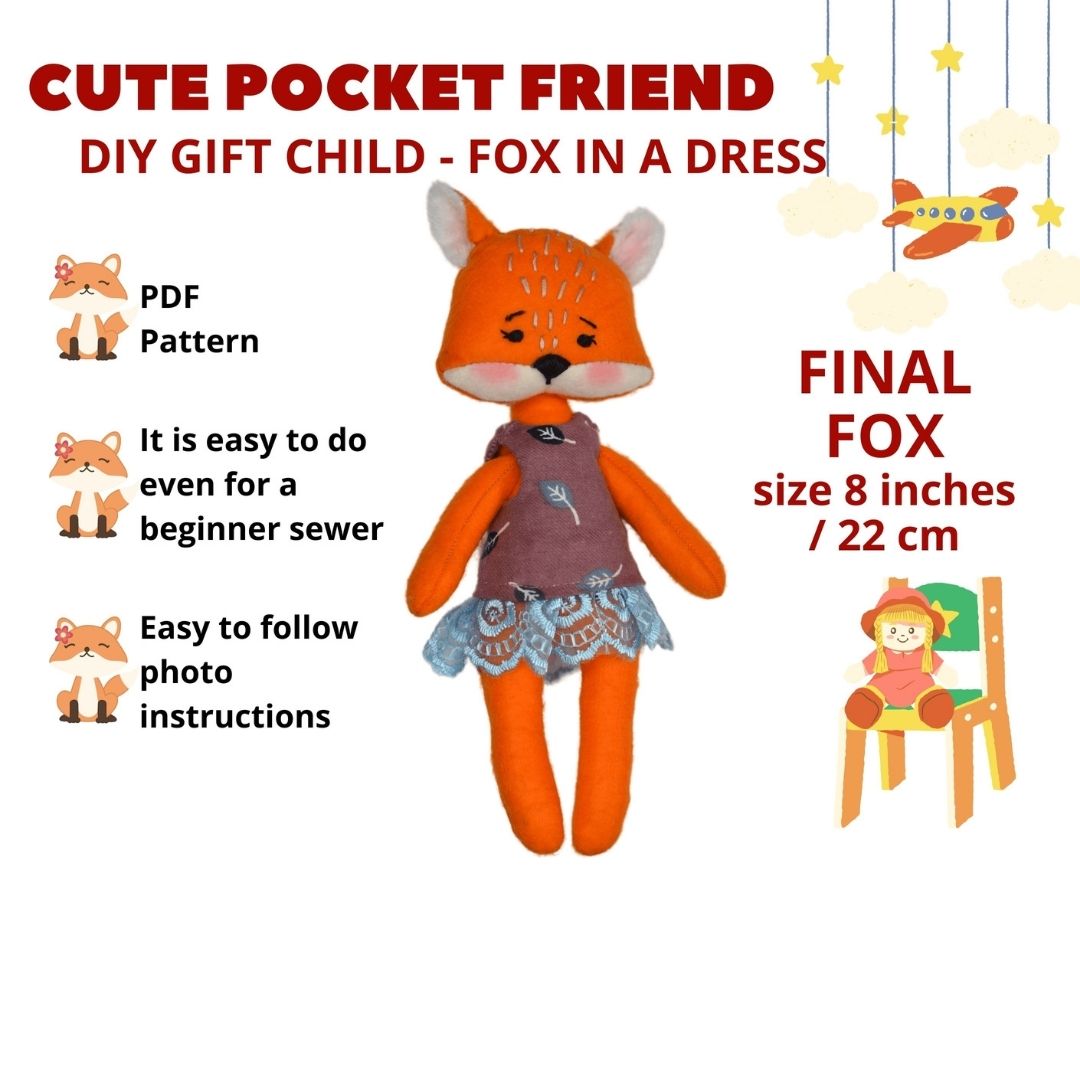 Patterns for sewing a Fox doll with a dress / Easy to follow | Inspire ...