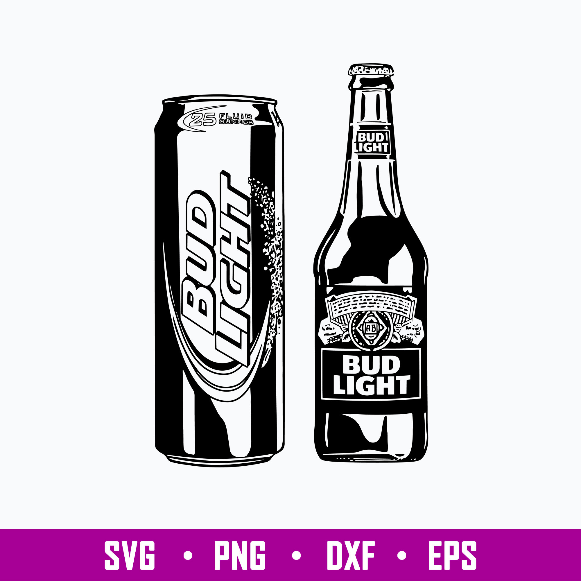 Bud Light Bottle And Can Alcohol Beer Svg, Bud Light Svg, Pn | Inspire ...