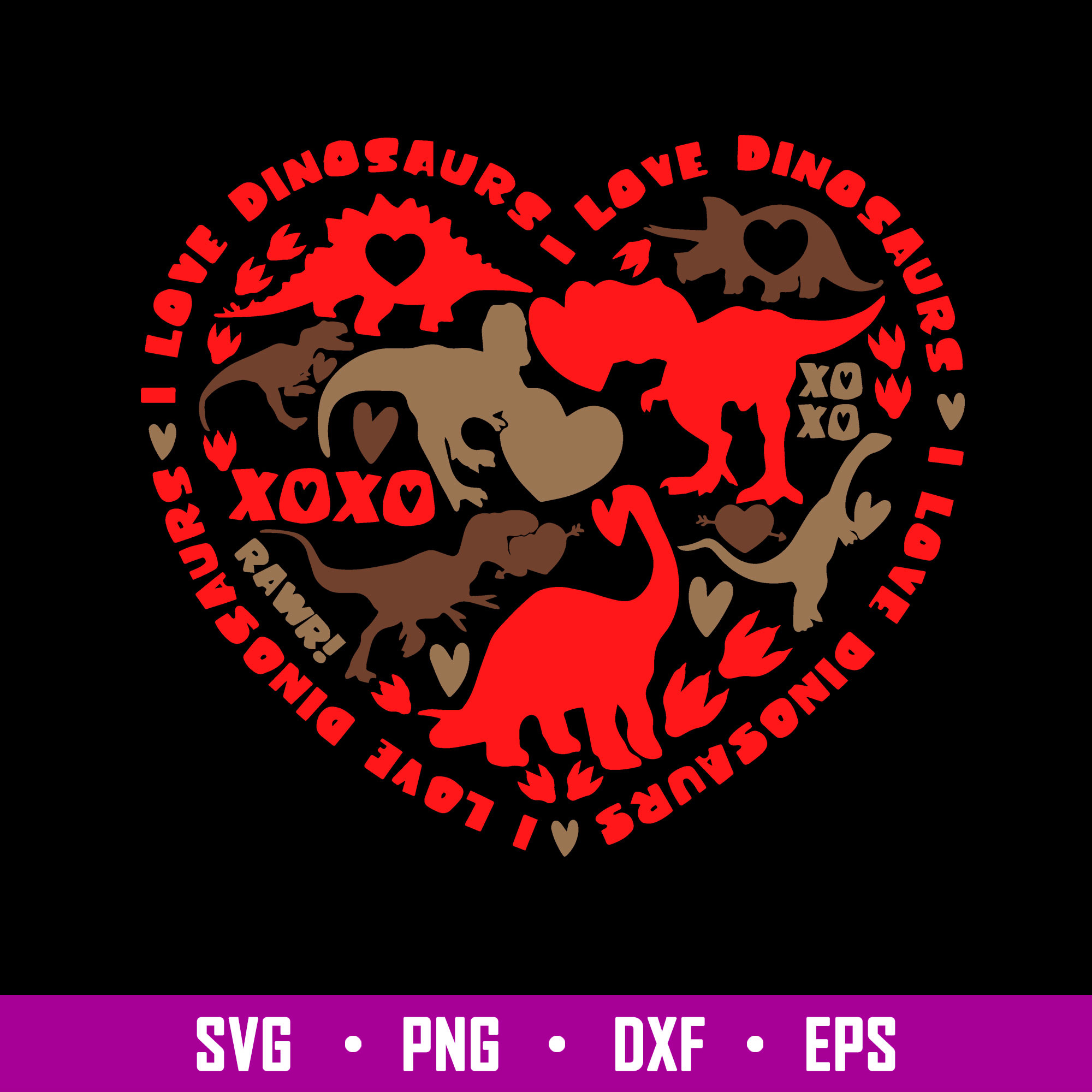 Dinosaur Heart Svg, Dinosaur Svg, Png Dxf Eps File | Inspire Uplift