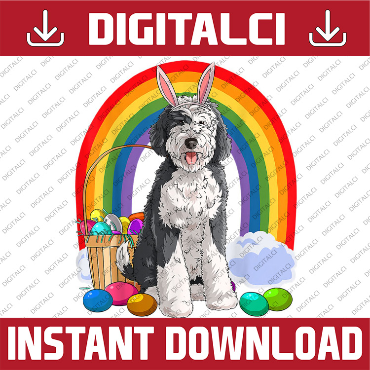 Happy Easter Eggs Bunny Dog Sheepadoodle Easter Day Png, Hap - Inspire ...