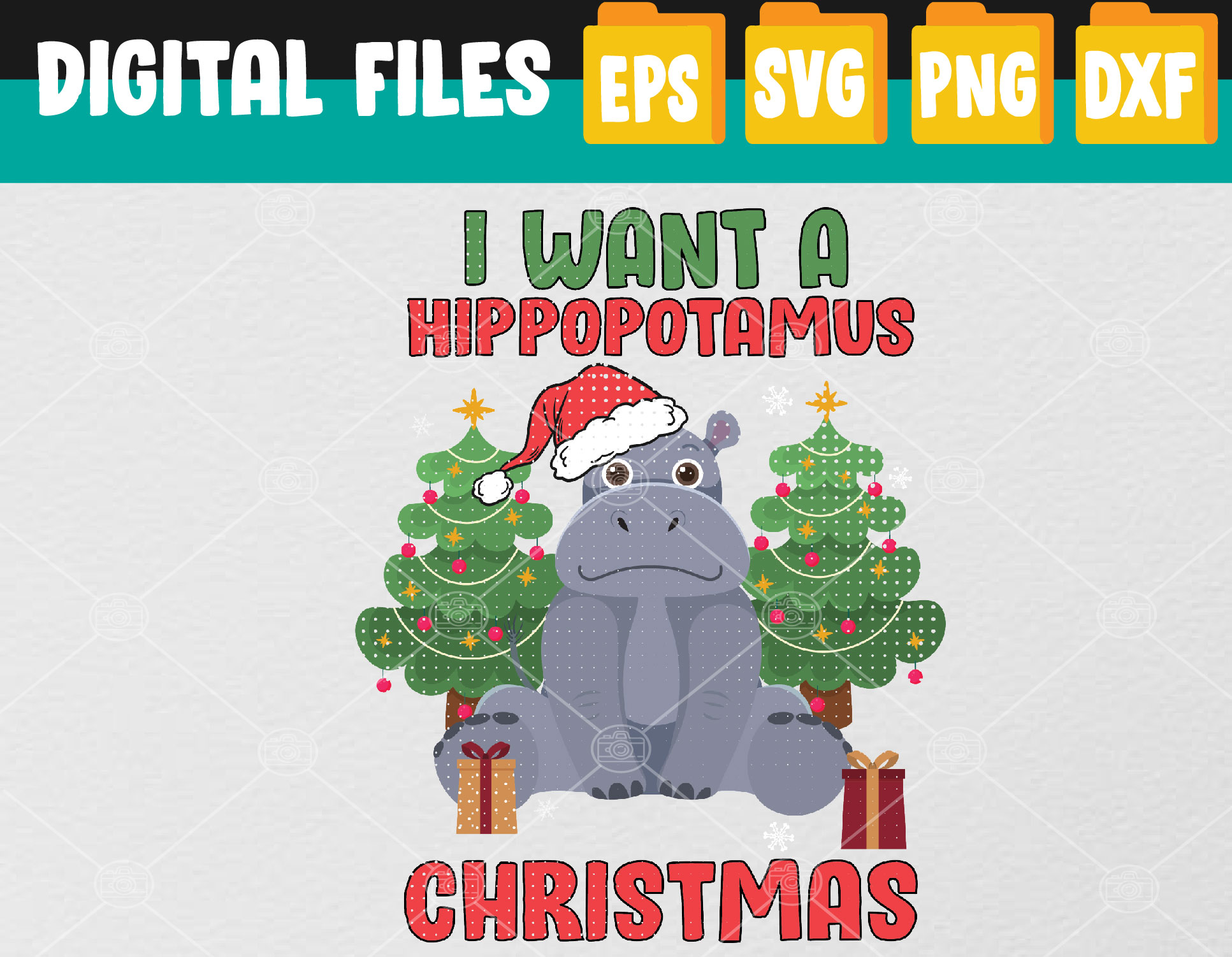 I Want A Hippopotamus For Christmas Lights Santa Hippo Xmas - Inspire ...