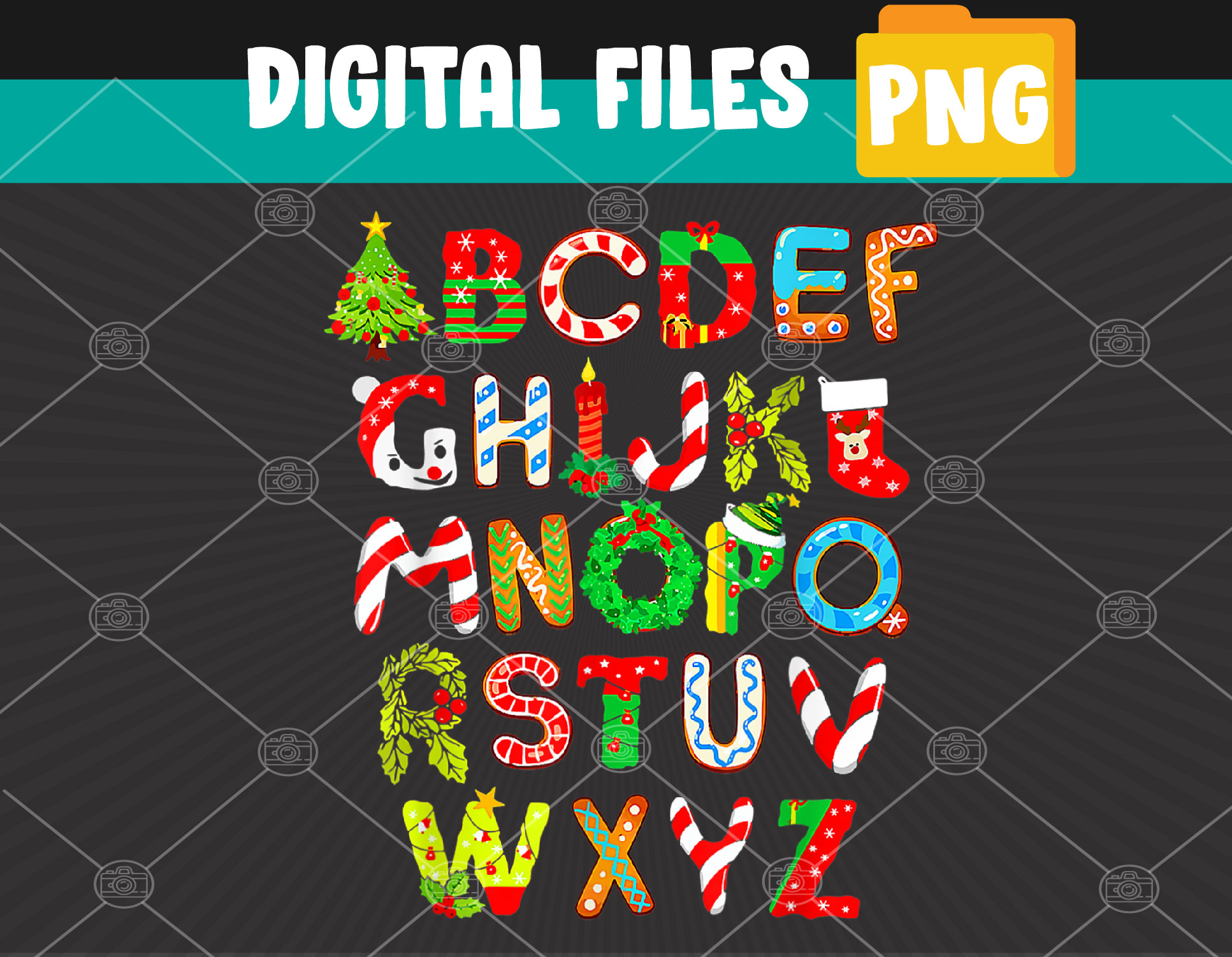 Christmas Alphabet ABCs Elemeno Teacher Student PNG, Digital | Inspire ...