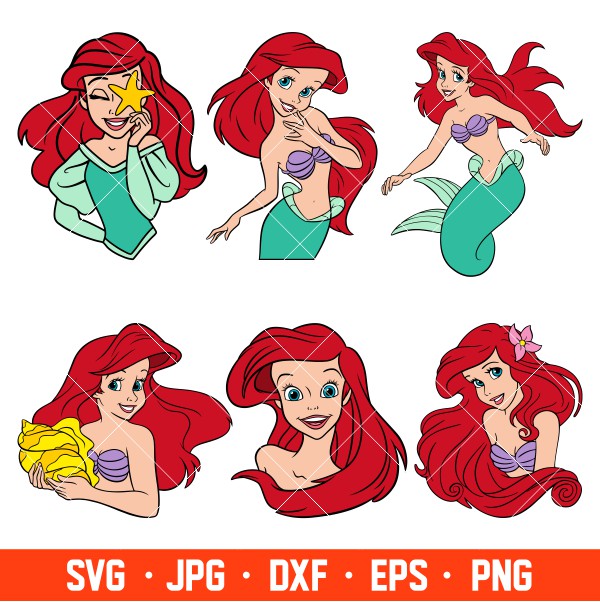 Ariel Svg, Mermaid svg, Princess svg, Layered SVG, Cricut, C | Inspire ...