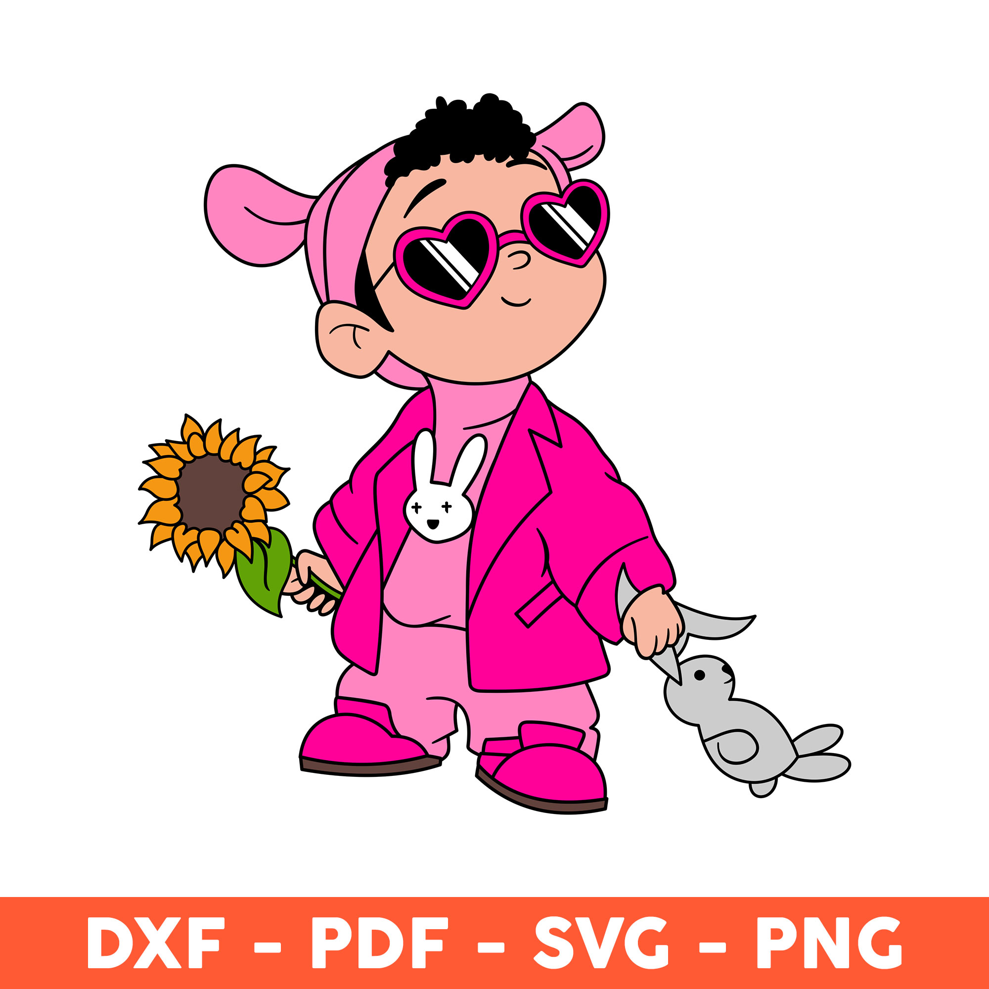 Baby Benito PNG Bad Bunny with Sunflower and Rabbit, Bad Bun | Inspire ...