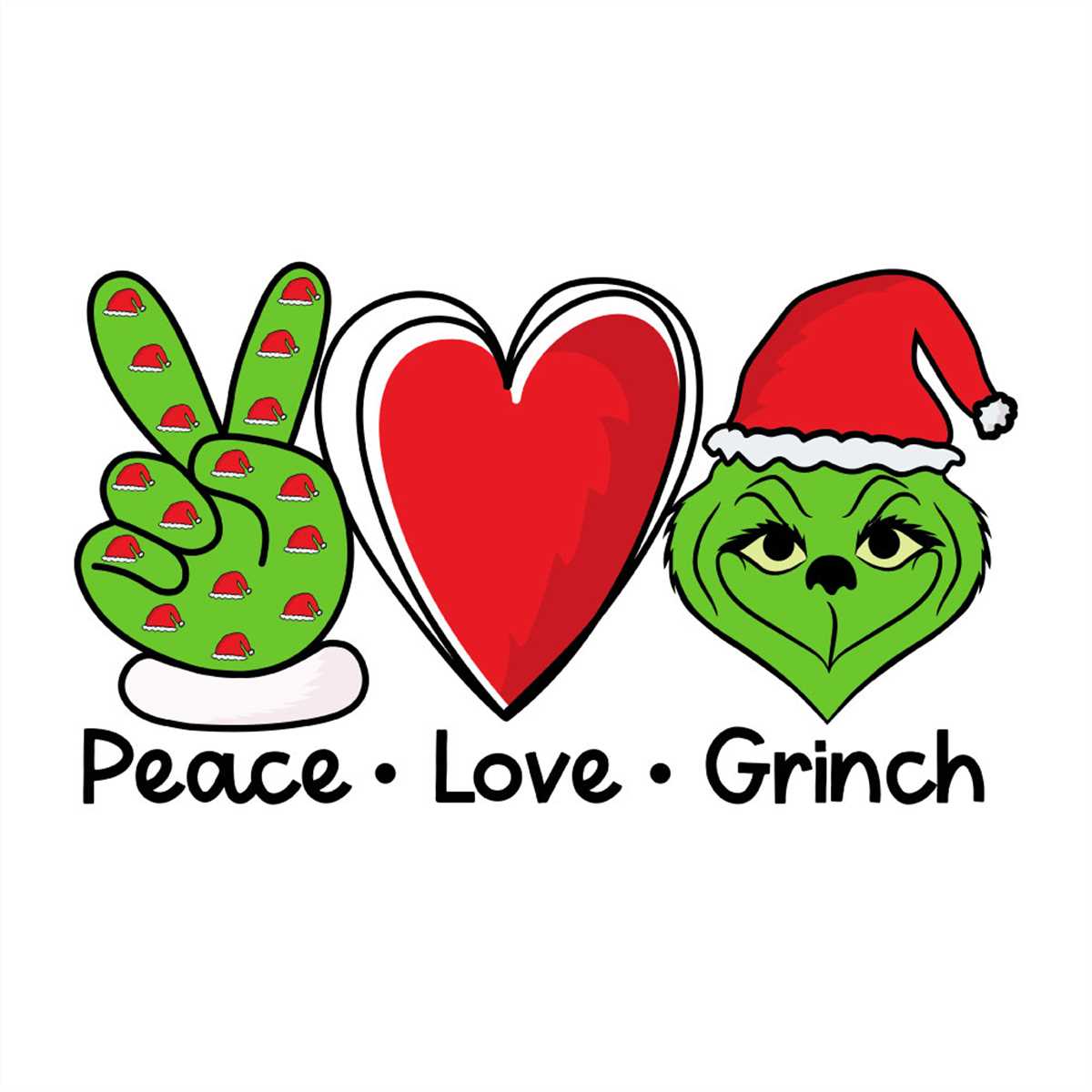 Peace Love Grinch Santa Hat PNG Sublimation Designs - Inspire Uplift