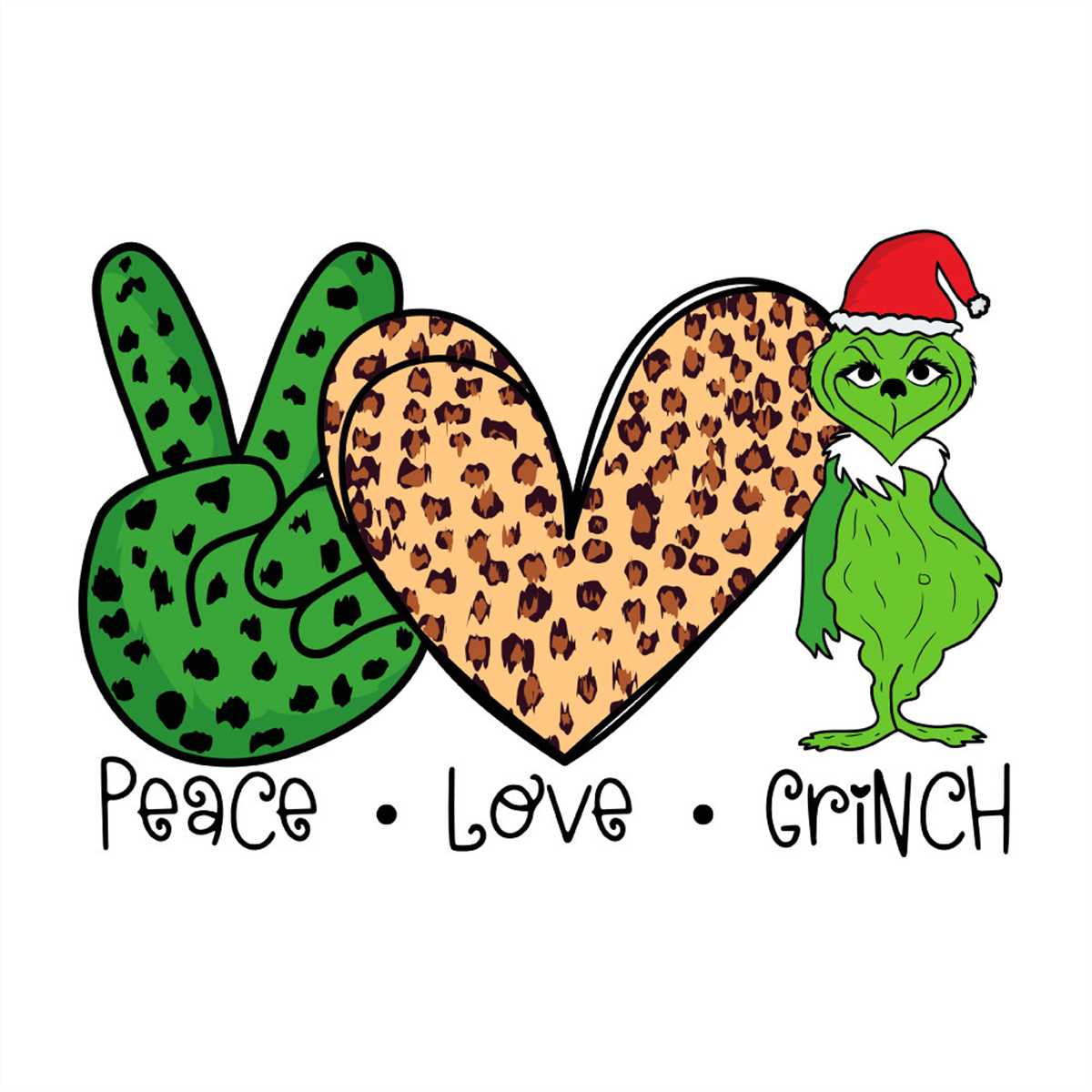 Peace Love Grinch Leopard Pattern PNG Sublimation Designs | Inspire Uplift