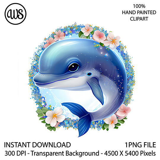 Cute Dolphin Clipart. Dolphin Sublimation Clip Art. Dolphin | Inspire ...