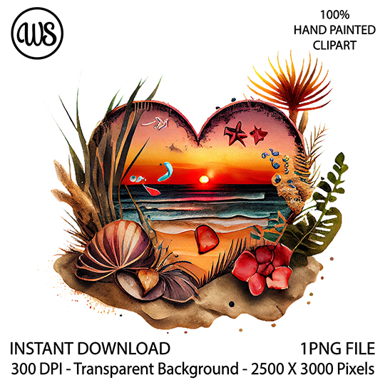 Retro Beach Sunset Clipart. Summer Clipart. Summer Sublimati | Inspire ...