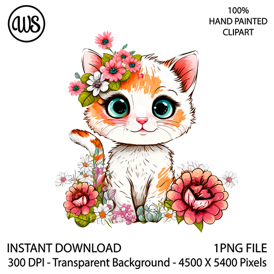 Cute Kitten Watercolor Clipart. Cat Clipart. Cat Sublimation | Inspire ...