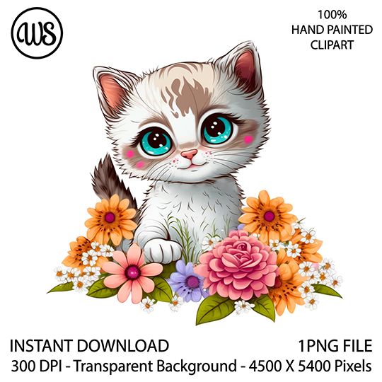 Cute Kitten Watercolor Clipart. Cat Clipart. Cat Sublimation | Inspire ...