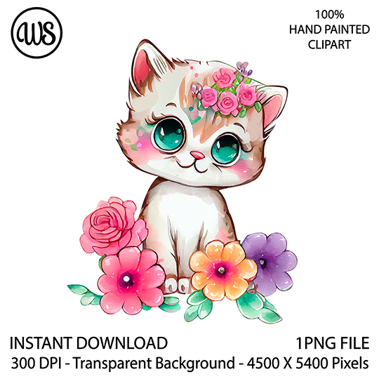 Cute Kitten Watercolor Clipart. Cat Clipart. Cat Sublimation | Inspire ...