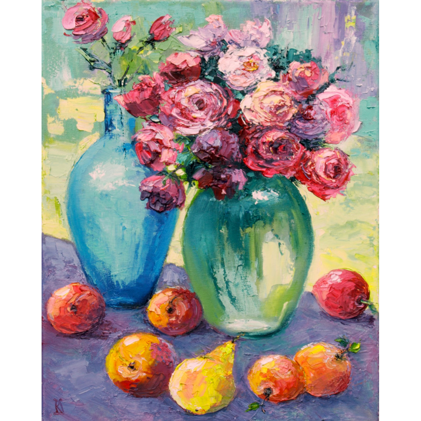 Roses Painting Still Life Original Art Impressionist Art | Inspire Uplift