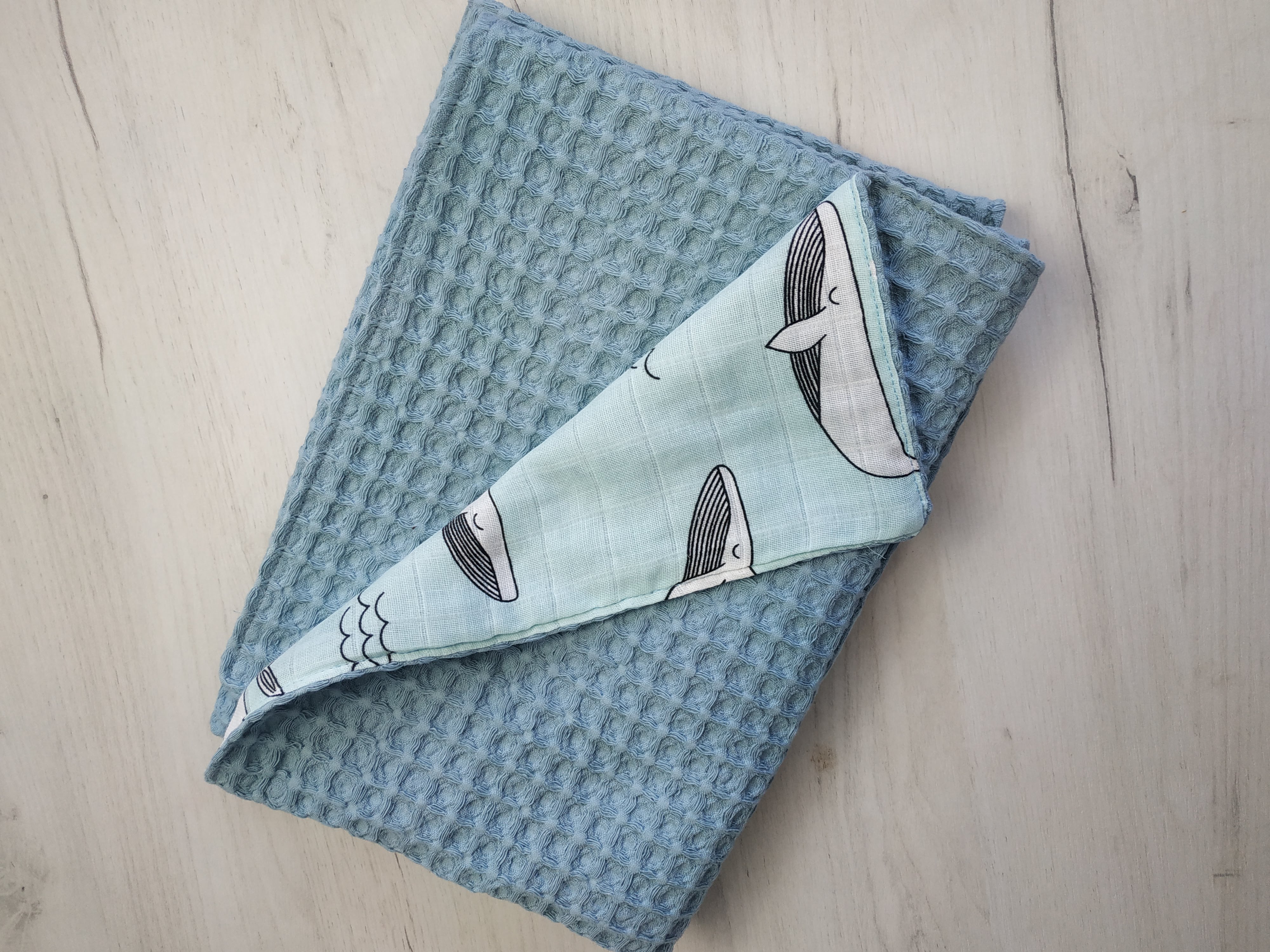 Blue whale waffle baby blanket, baby blanket, cotton blanket - Inspire ...