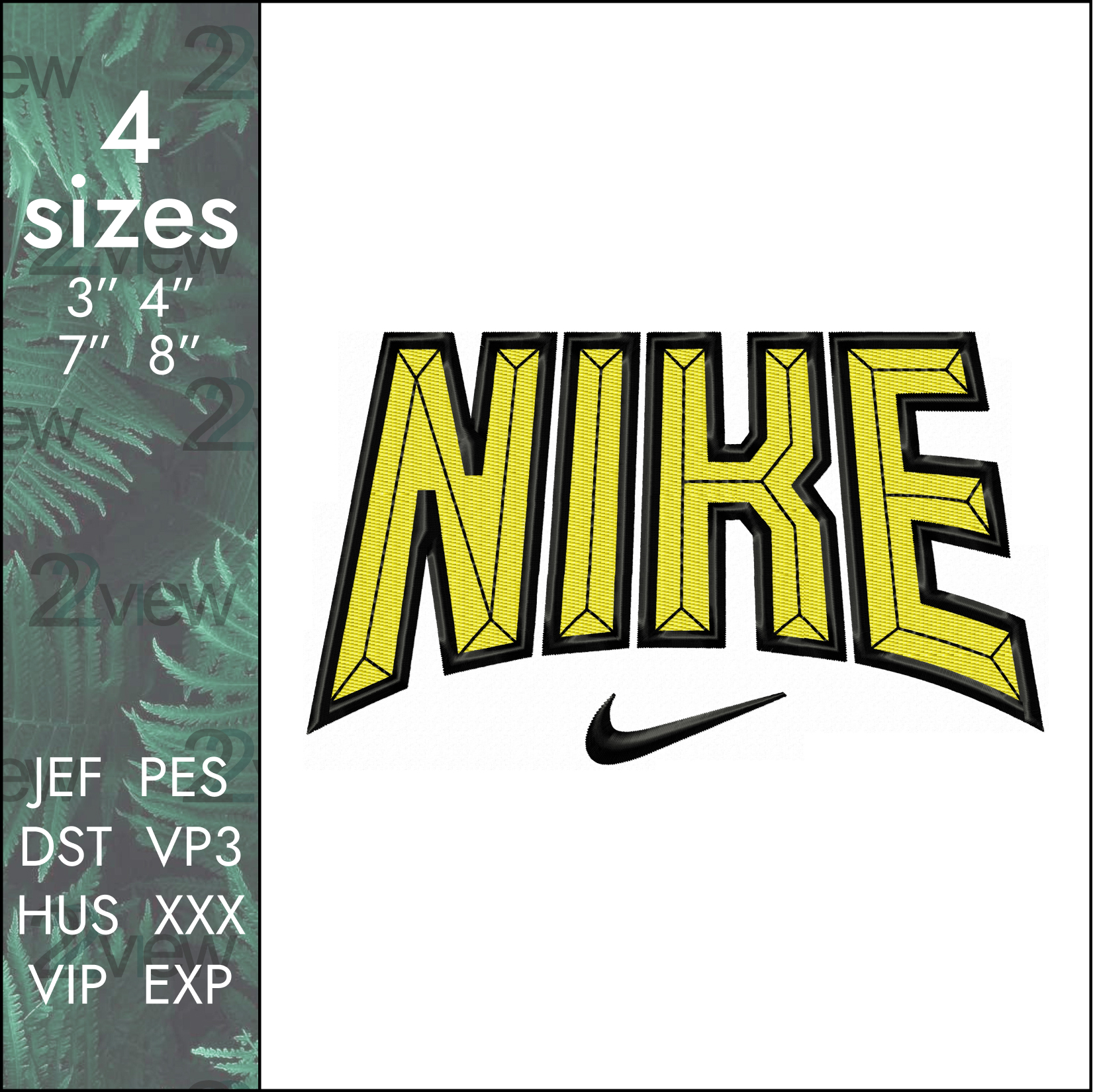 Nike Embroidery Design, volumetric letters swoosh logo | Inspire Uplift
