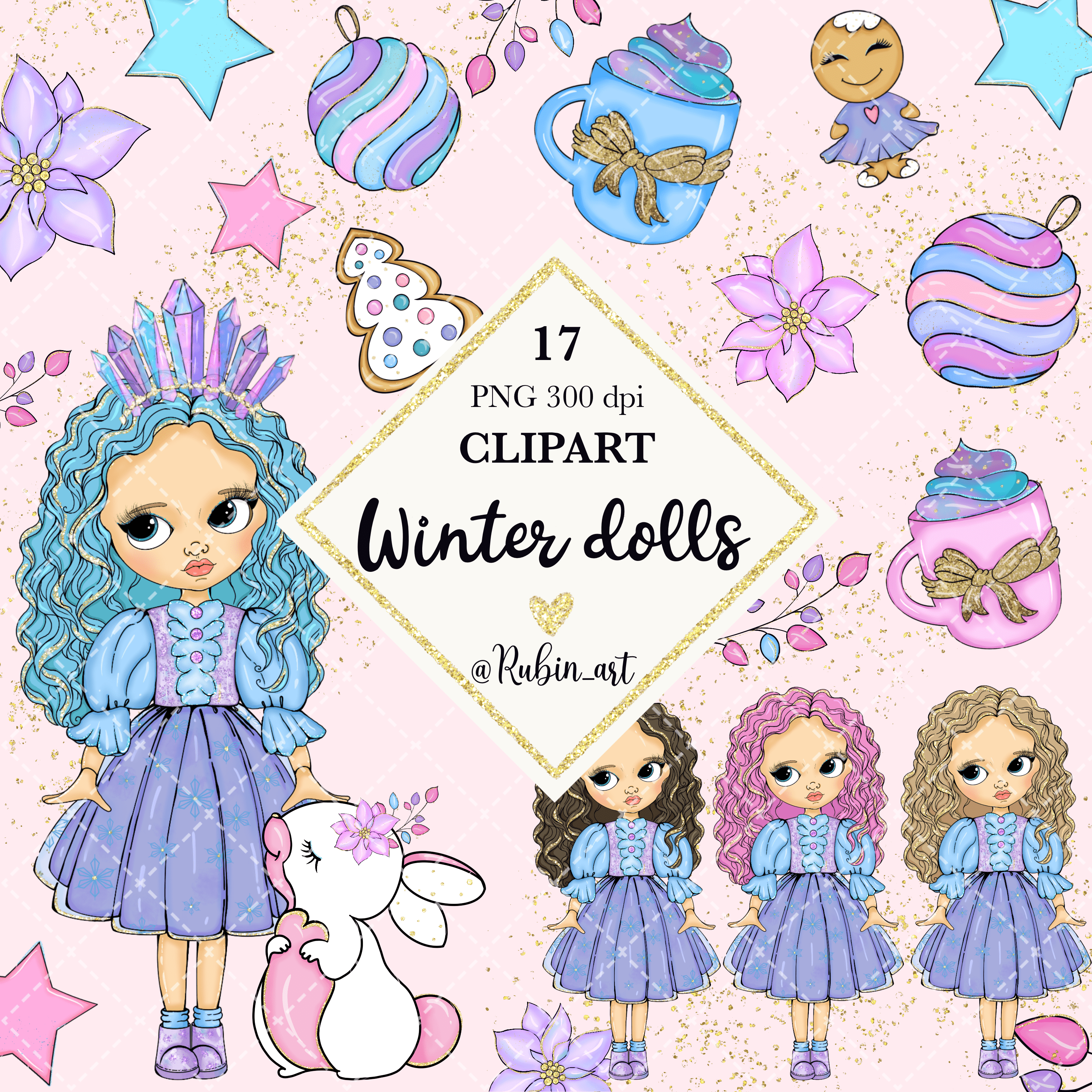 Amazing winter girls clipart, dolls clipart, christmas clipa - Inspire ...