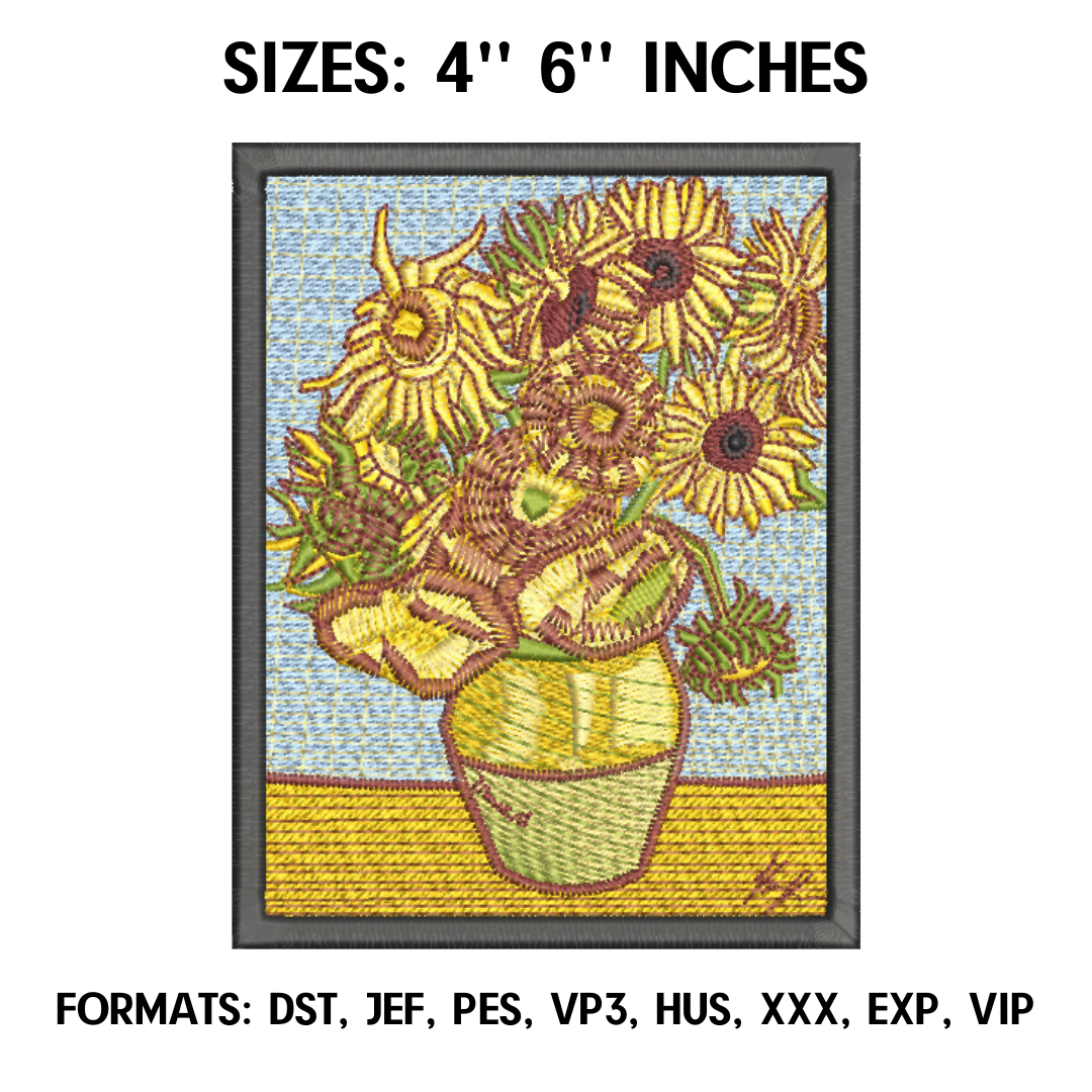 Van Gogh Sunflowers Embroidery Design File Pes, Art Embroide | Inspire ...