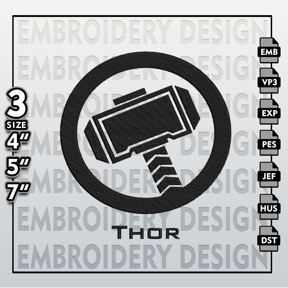 Thor Embroidery Files, Marvel Comics, Movie Inspired Embroid - Inspire ...
