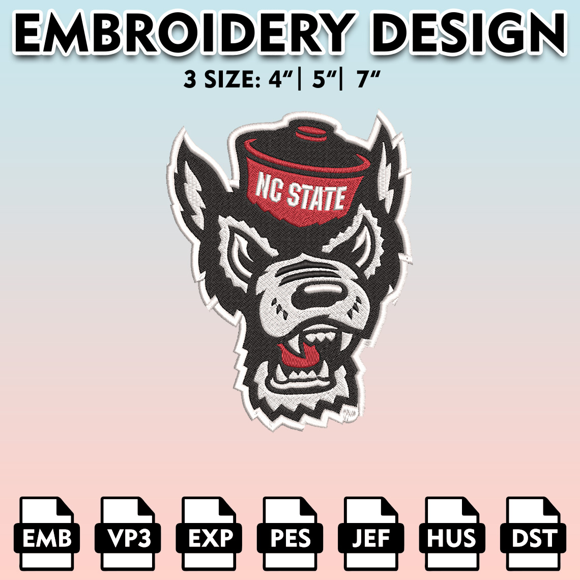 NCAA Wolfpack, NCAA Logo Embroidery Designs, NC State Wolfpa | Inspire ...