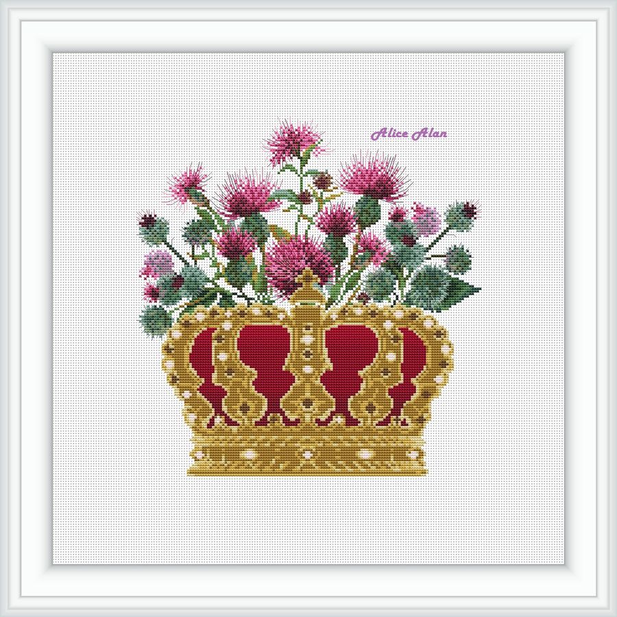 Cross stitch pattern Thistle Crown celtic flowers nature Sco | Inspire ...