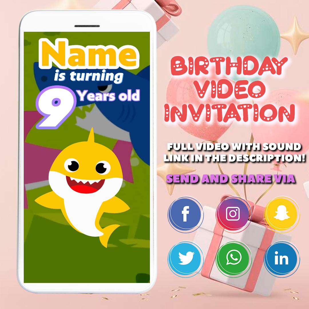 Baby Shark Invitation, Baby Shark Video Invitation, Baby Sha | Inspire ...