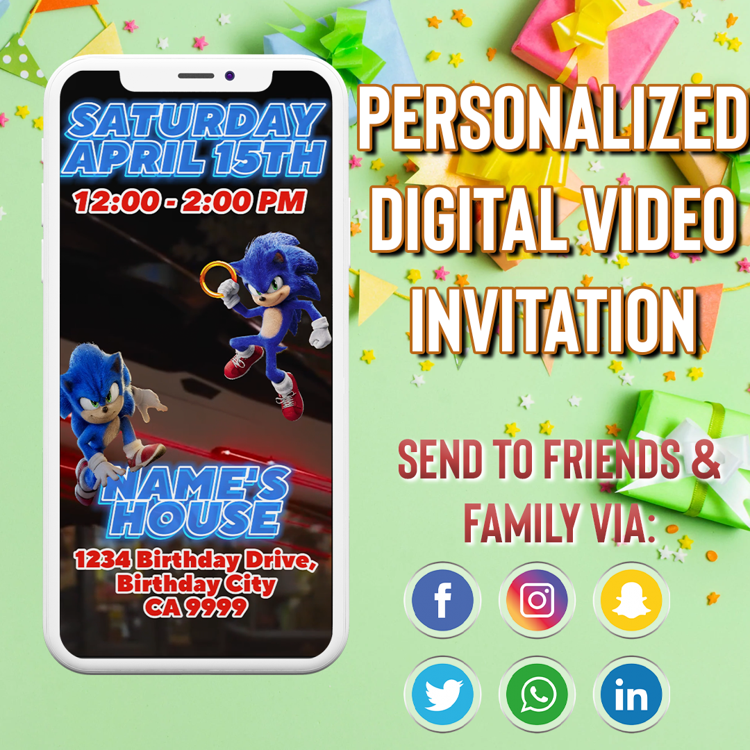 Sonic Invitation, Sonic Video Invitation, Sonic The Hedgehog | Inspire ...