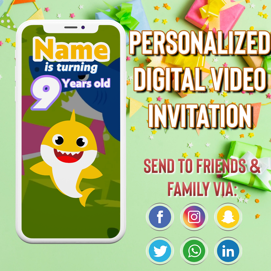 Baby Shark Invitation, Baby Shark Video Invitation, Baby Sha - Inspire ...
