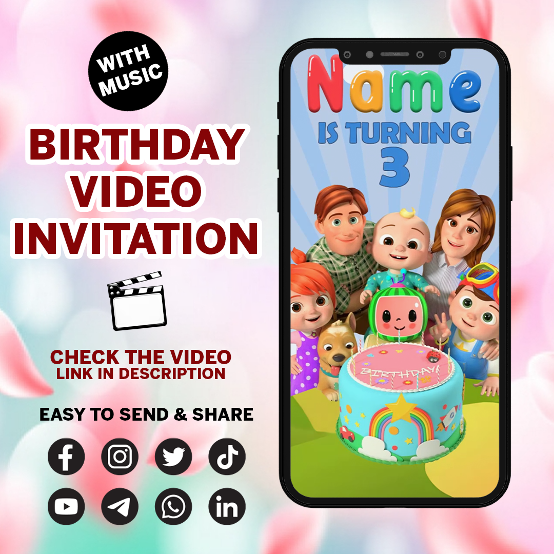 Coco melon Invitation, Coco melon Birthday, Coco melon Brith - Inspire ...