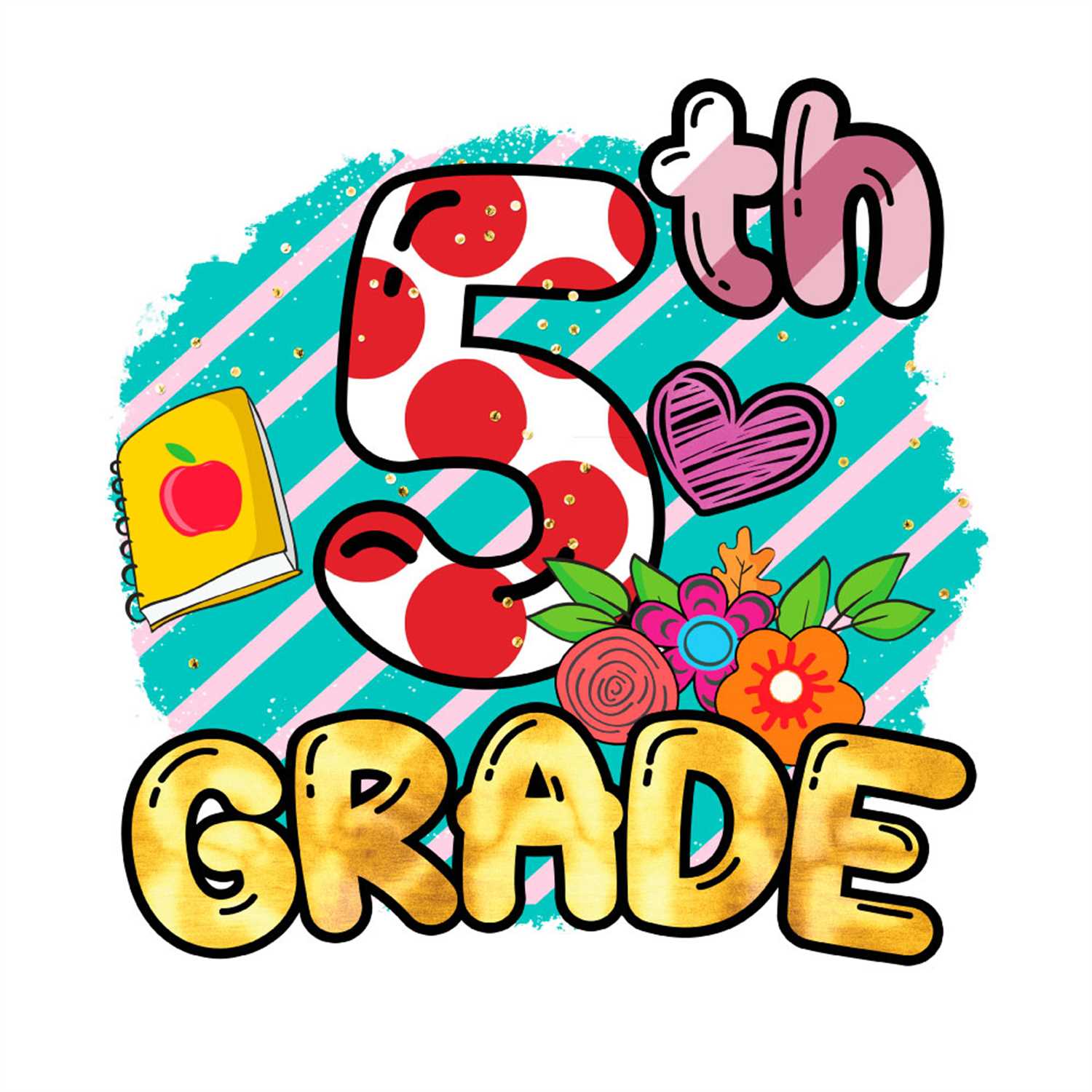 5th Grade With Red Polka Dots Purple Heart PNG Sublimation D | Inspire ...