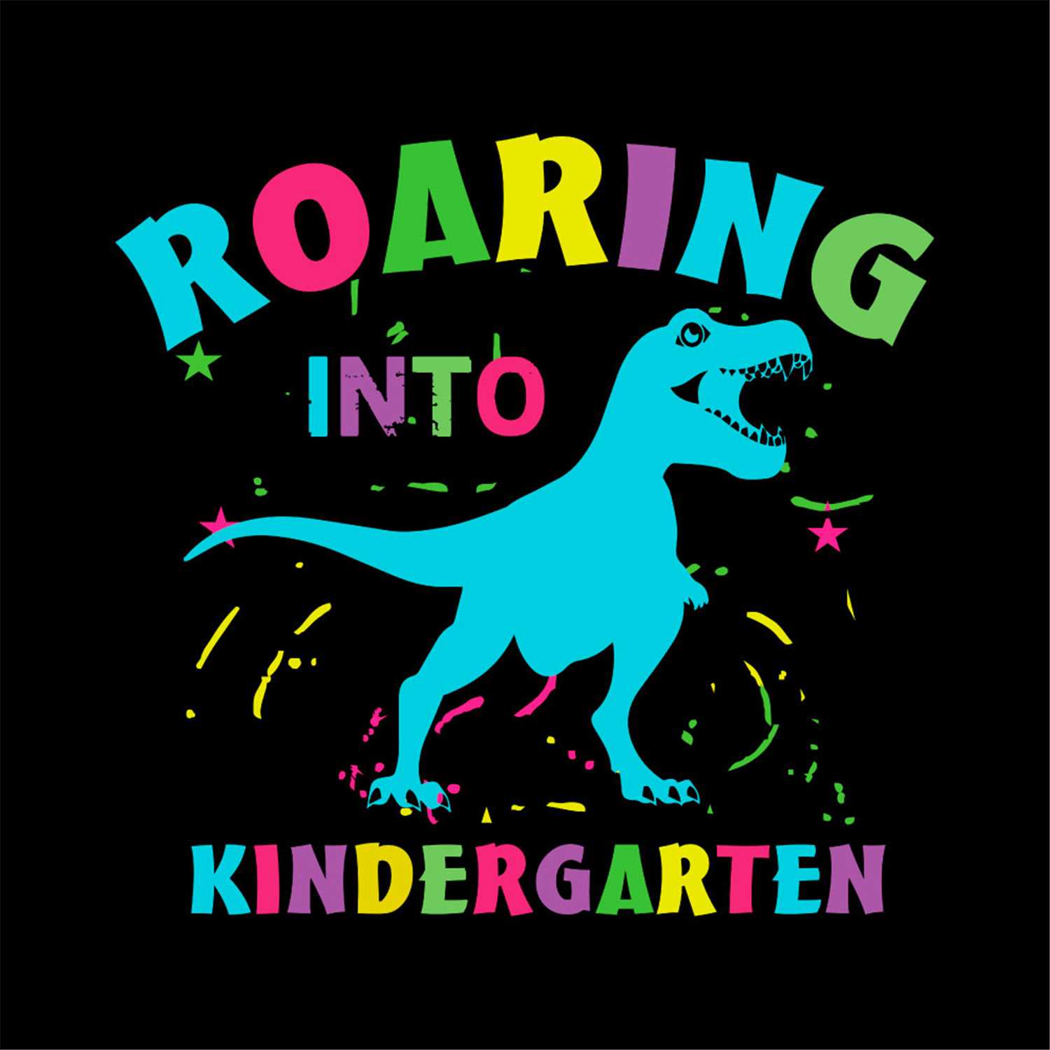 Roaring into Kindergarten Blue Dinosaur SVG PNG | Inspire Uplift