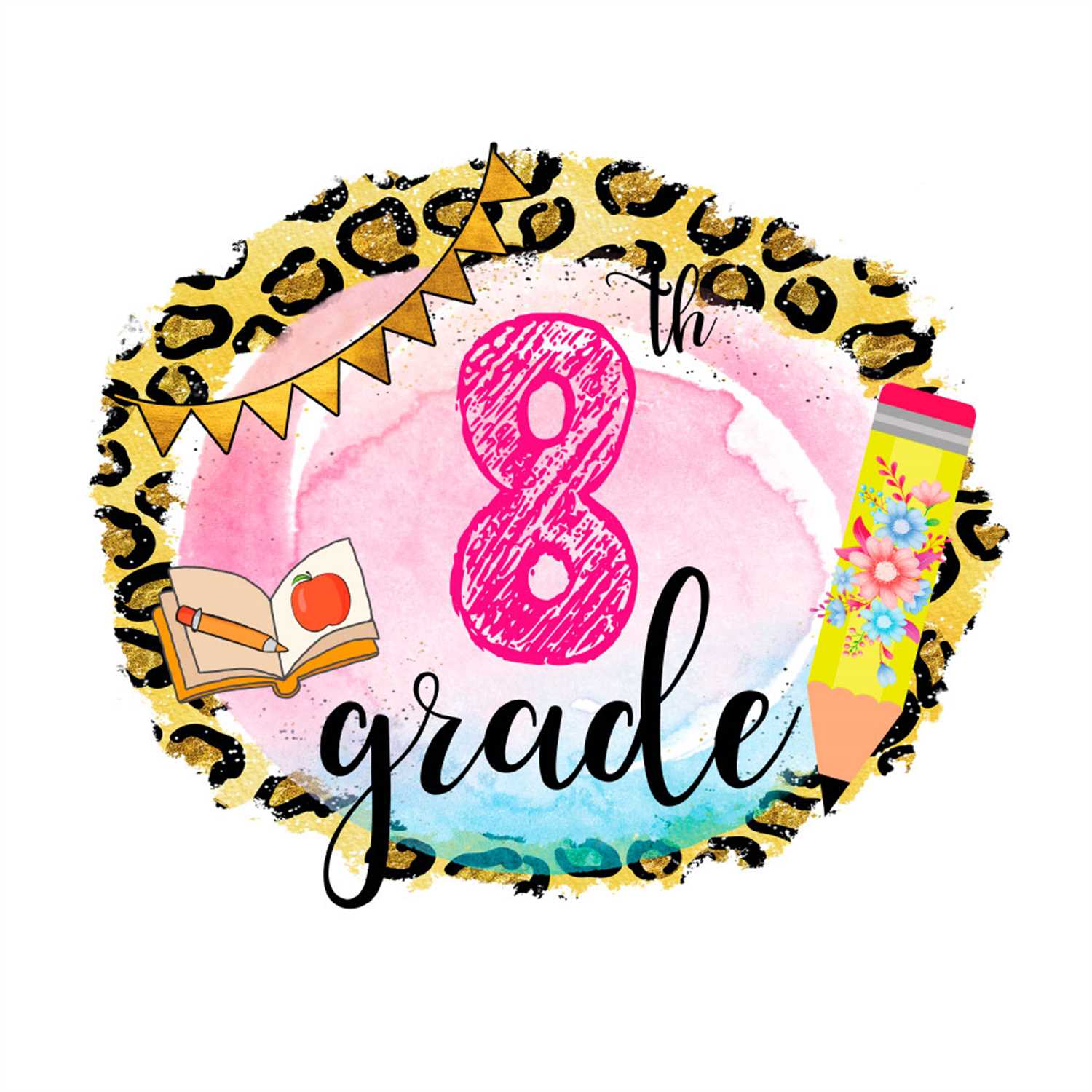 8th Grade With Triangle Flag String PNG Sublimation Designs | Inspire ...