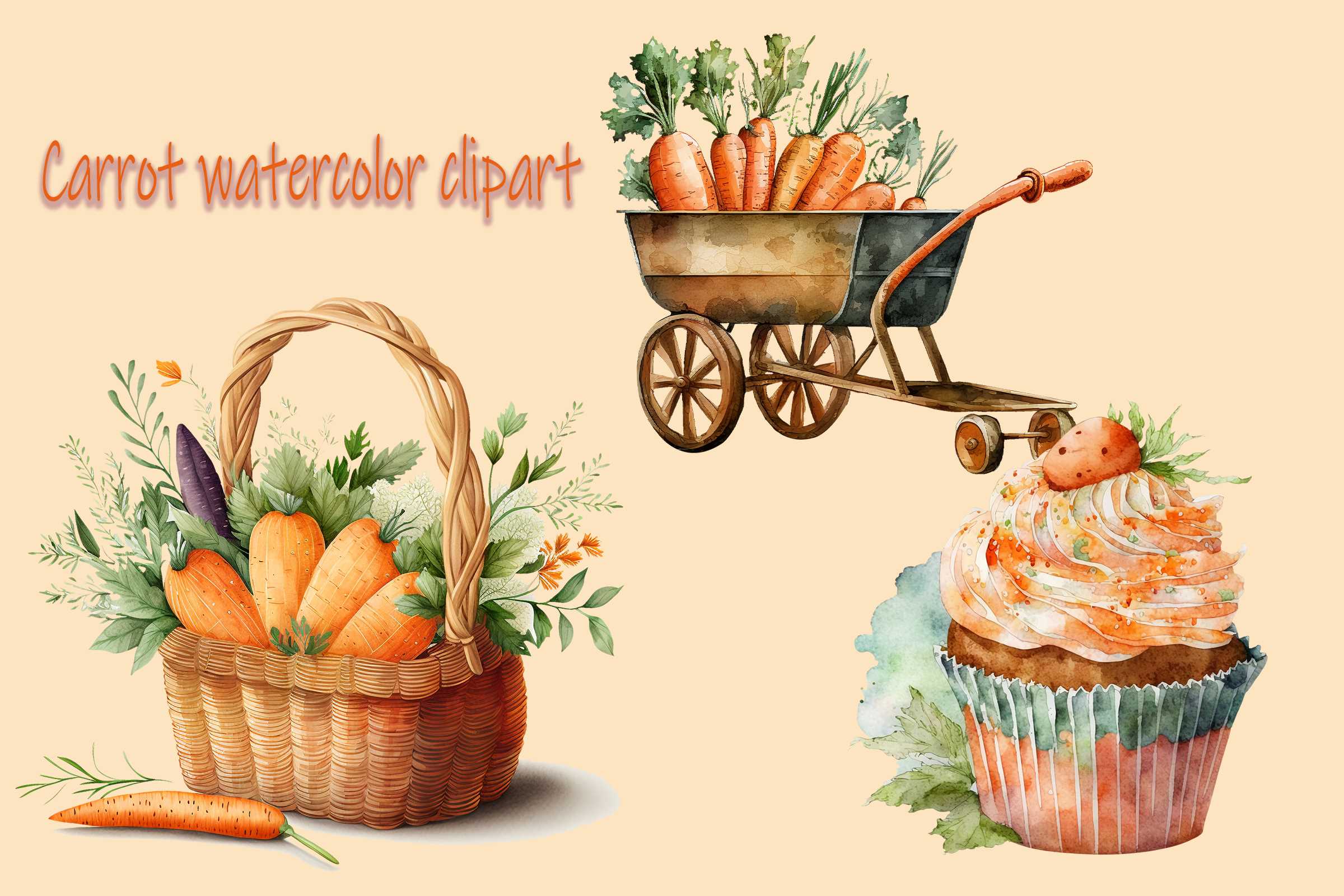 Carrot Watercolor Clipart | Inspire Uplift